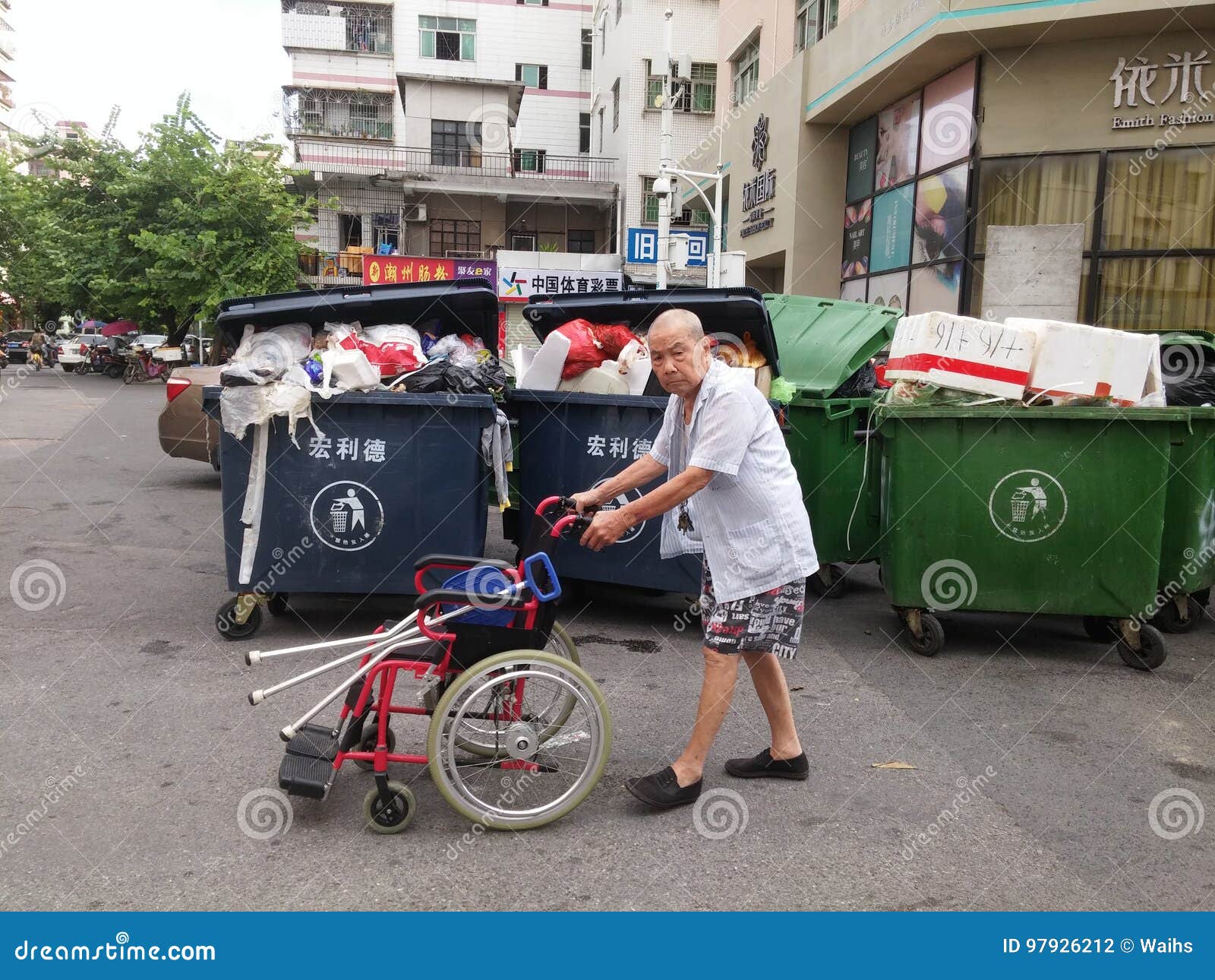 Shenzhen, China: Garbage Transfer Station, Piled Garbage Cans Editorial ...