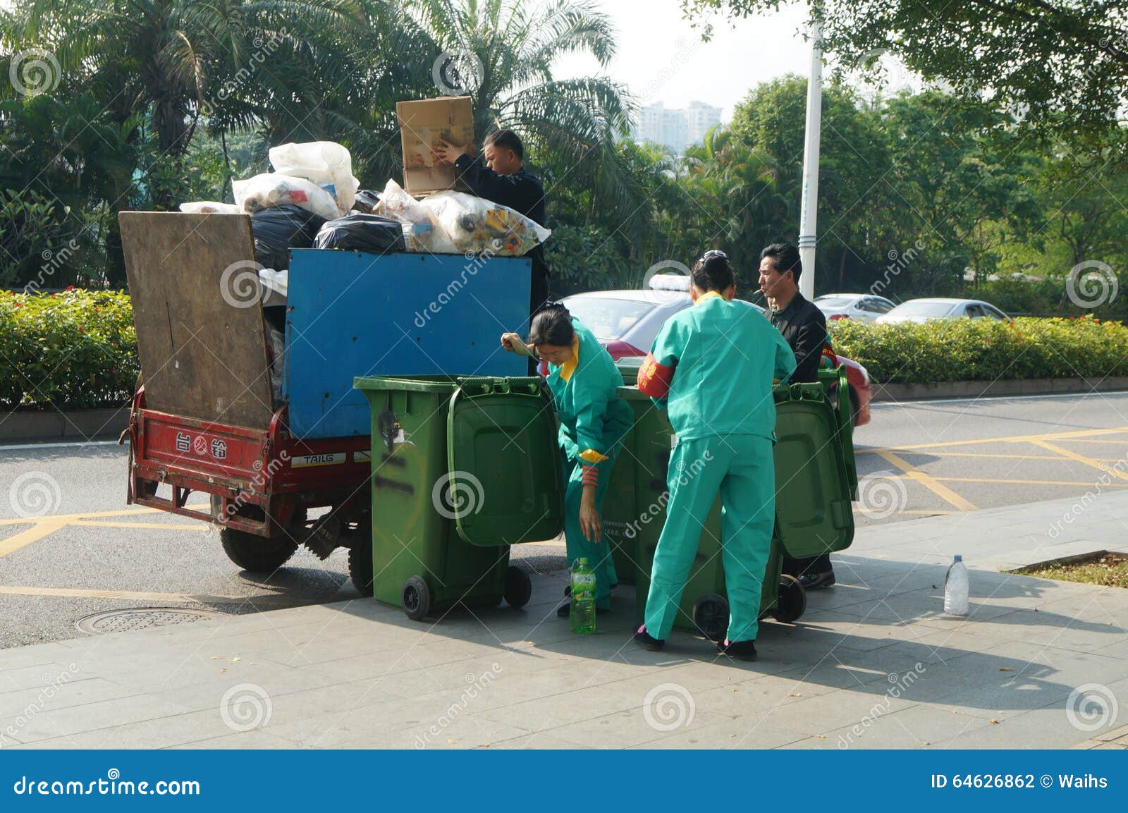 Workers On The Garbage Truck, Garbage Collection In Antalya Editorial ...