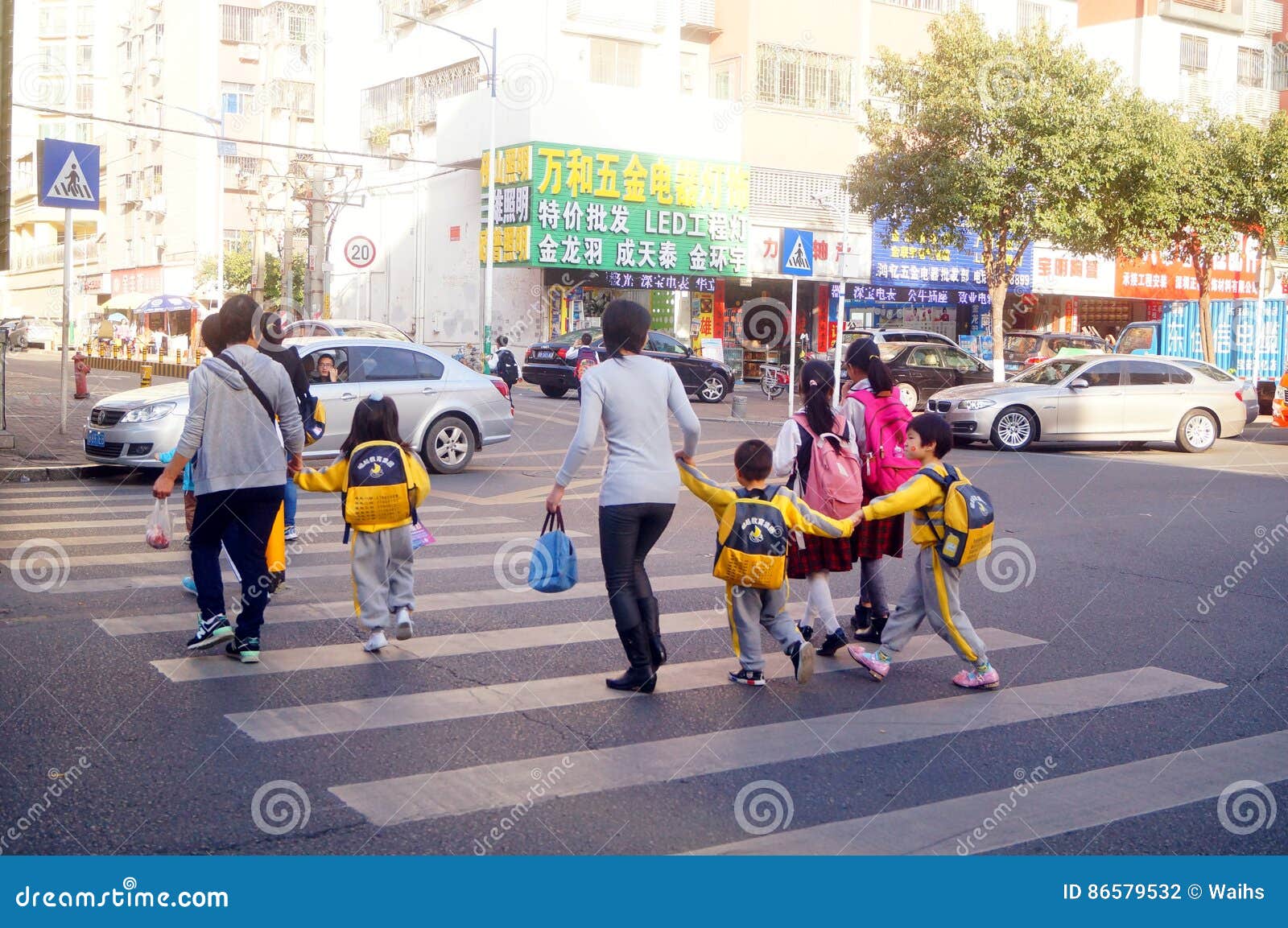 Shenzhen, China: Students Cross Traffic Junctions Editorial Photography ...