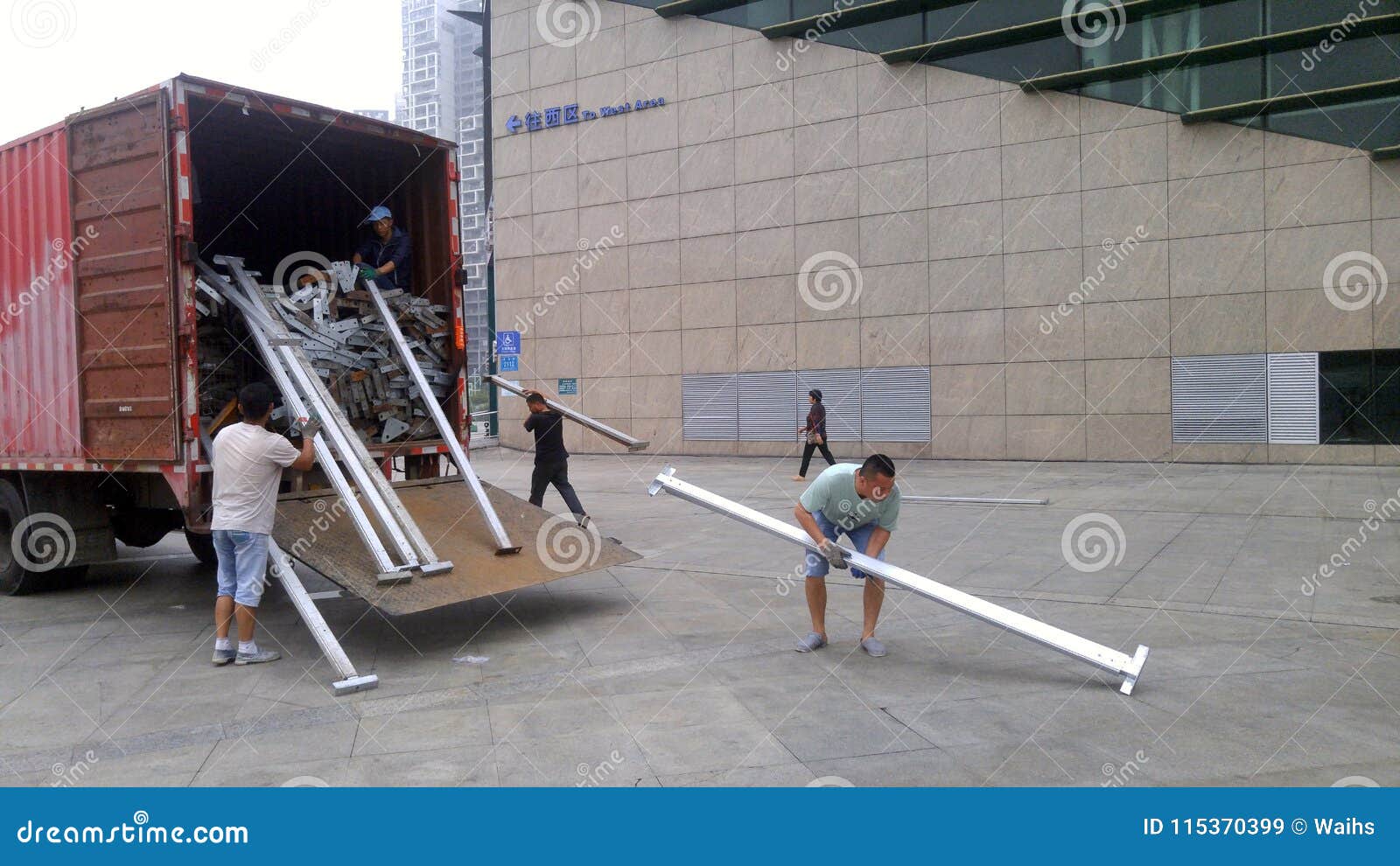 Shenzhen, China: Workers are Unloading Building Materials for ...