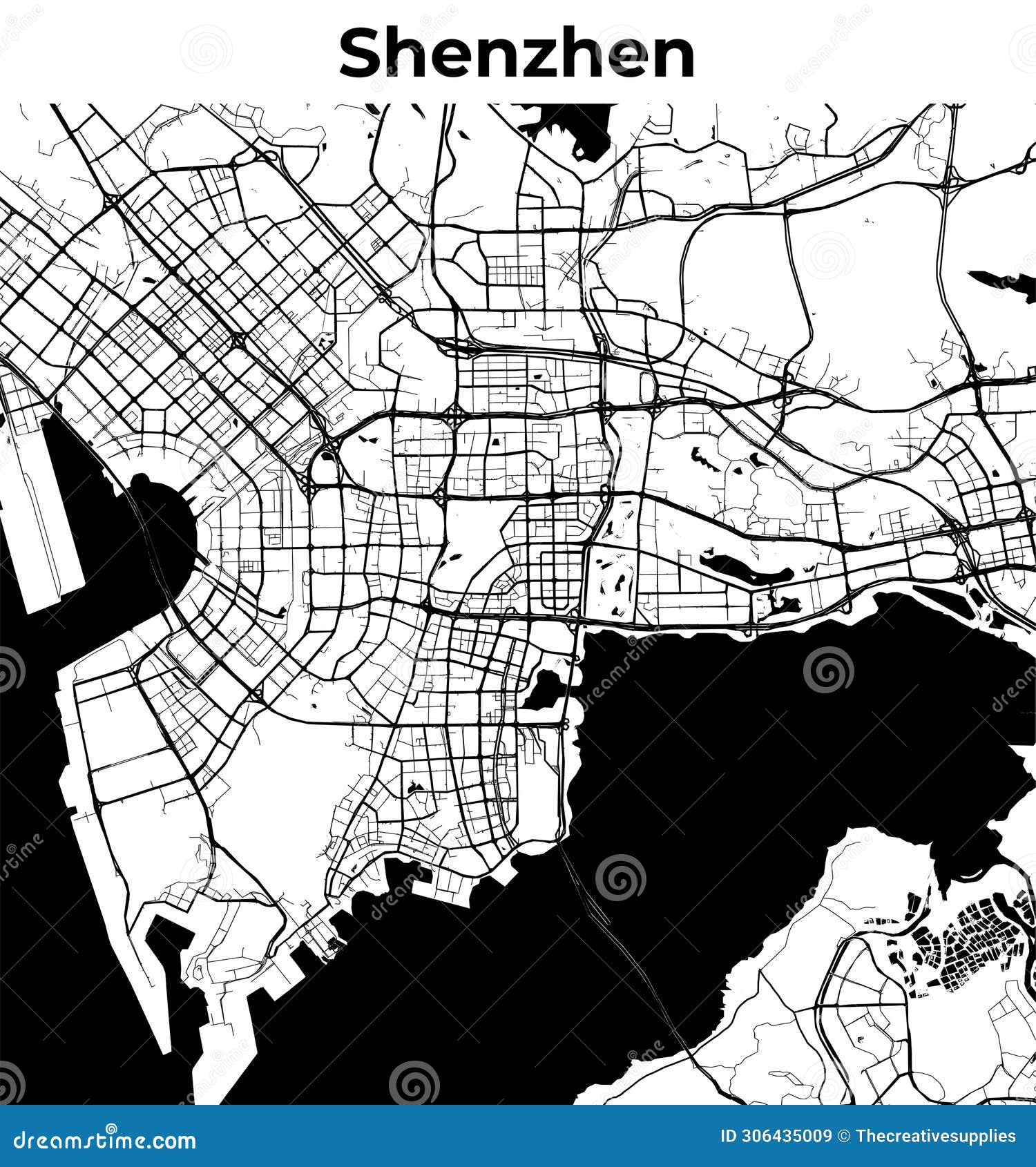 Shenzhen City Map, Cartography Map, Street Layout Map Stock Vector ...