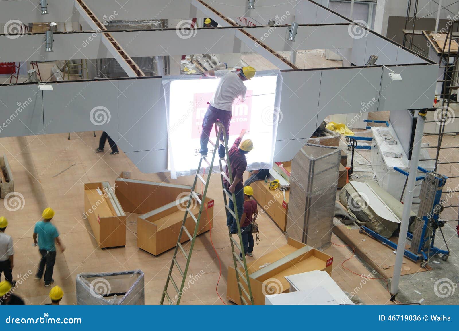 Shenzhen Convention Exhibition Center Workers Construction Design Stock ...
