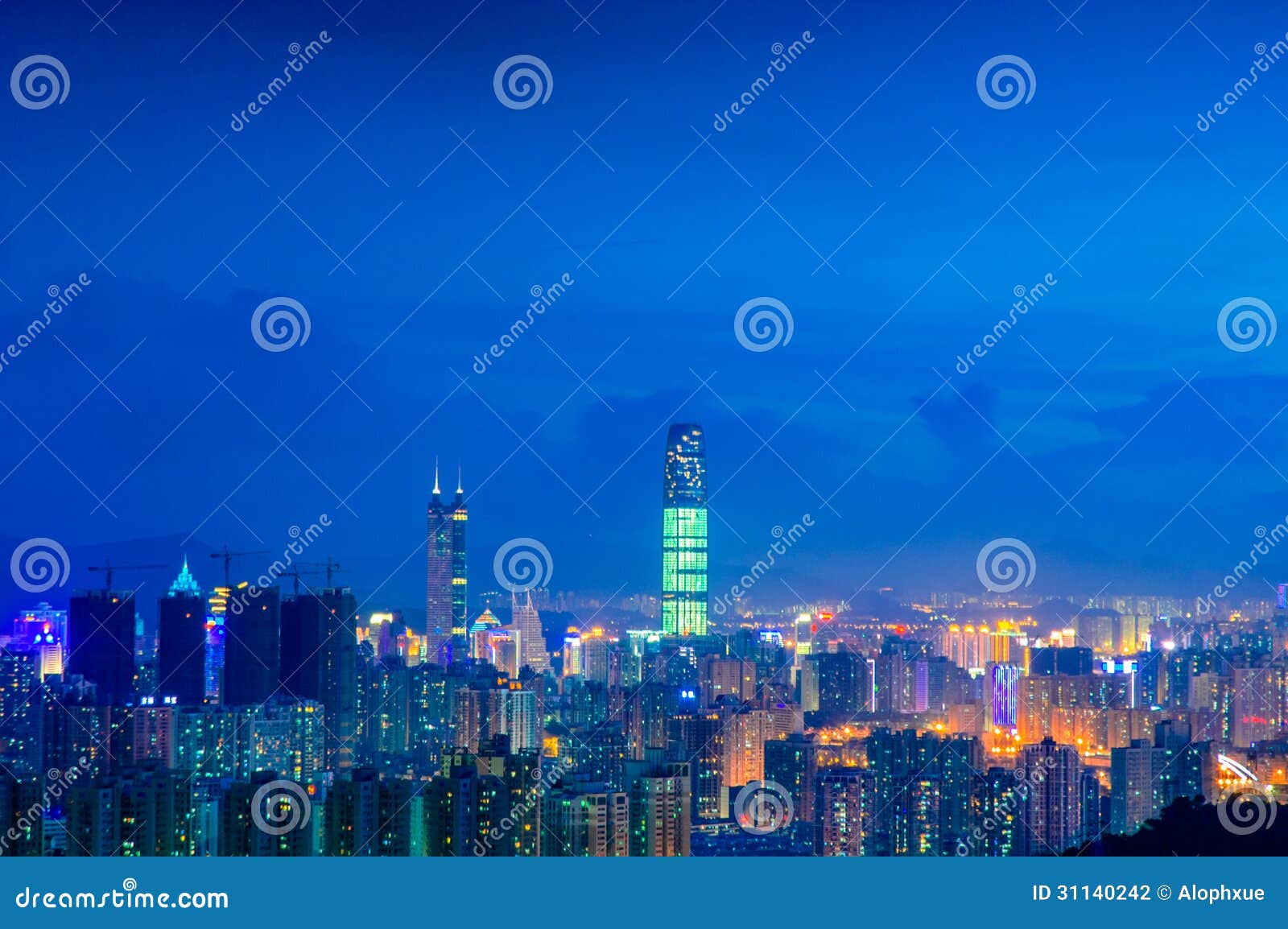 Shenzhen night view stock photo. Image of urban, landmarks - 31140242