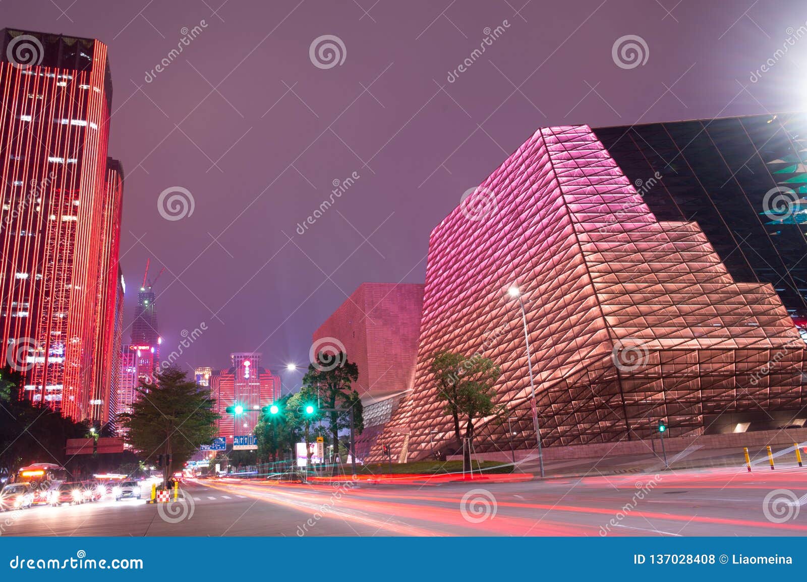 Shenzhen-night-view editorial stock photo. Image of structure - 137028408