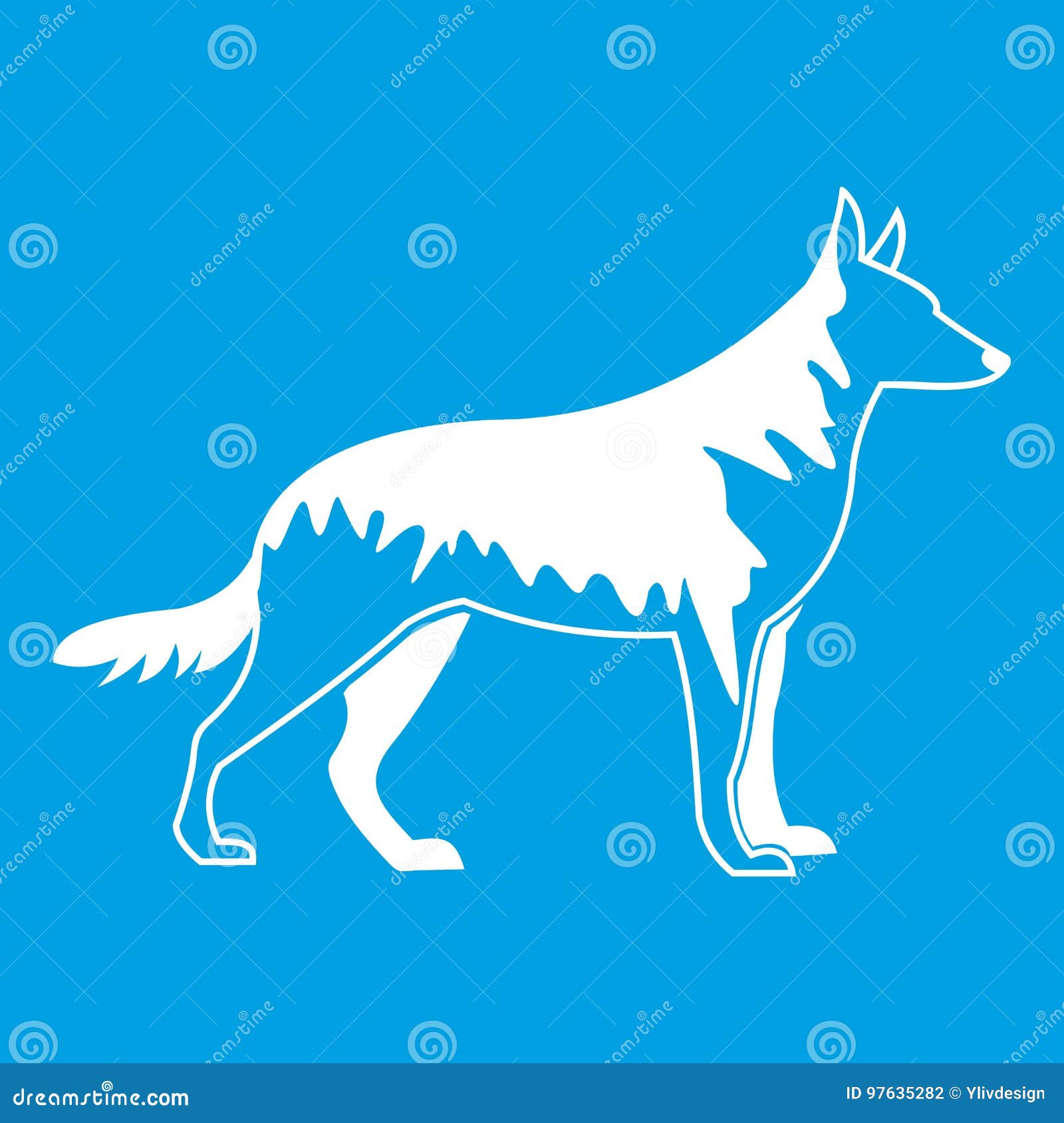 Shepherd dog icon white stock vector. Illustration of doggy - 97635282