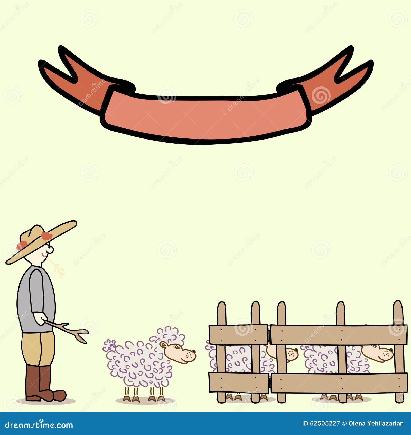 Shepherd Driving the Sheep into the Paddock Stock Vector - Illustration ...