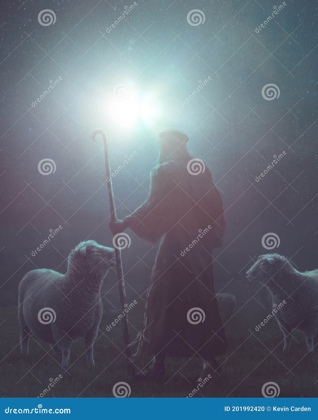 Shepherd on the First Christmas Stock Photo - Image of field, story ...