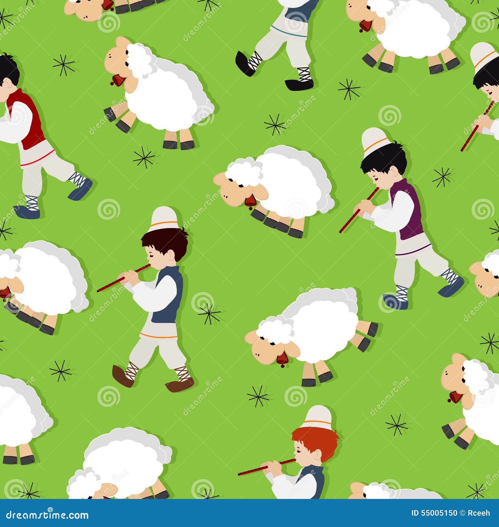 Shepherd and flock stock illustration. Illustration of cute - 55005150