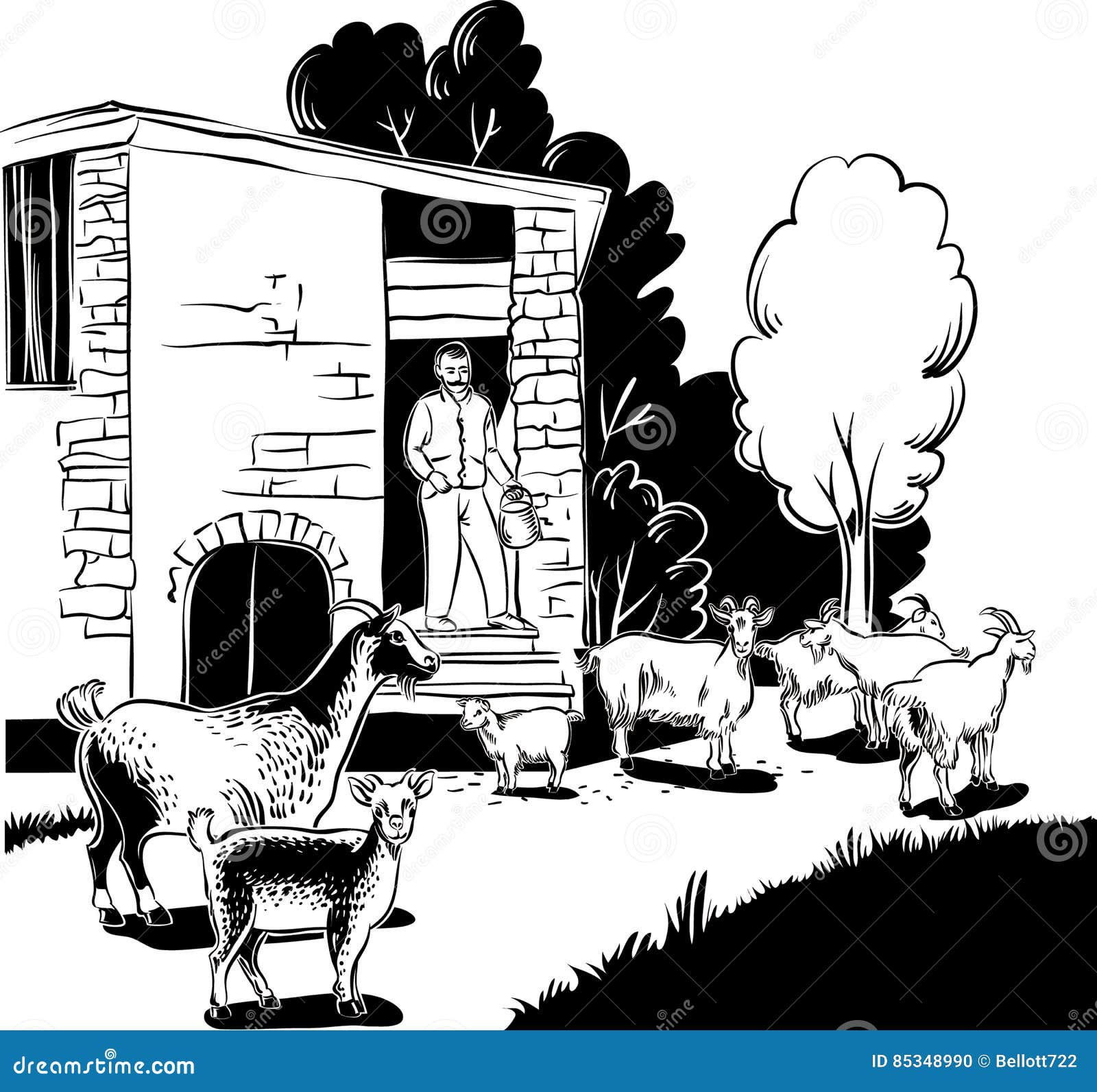 Shepherd Holding A Lamb. Vector Drawing | CartoonDealer.com #94704374