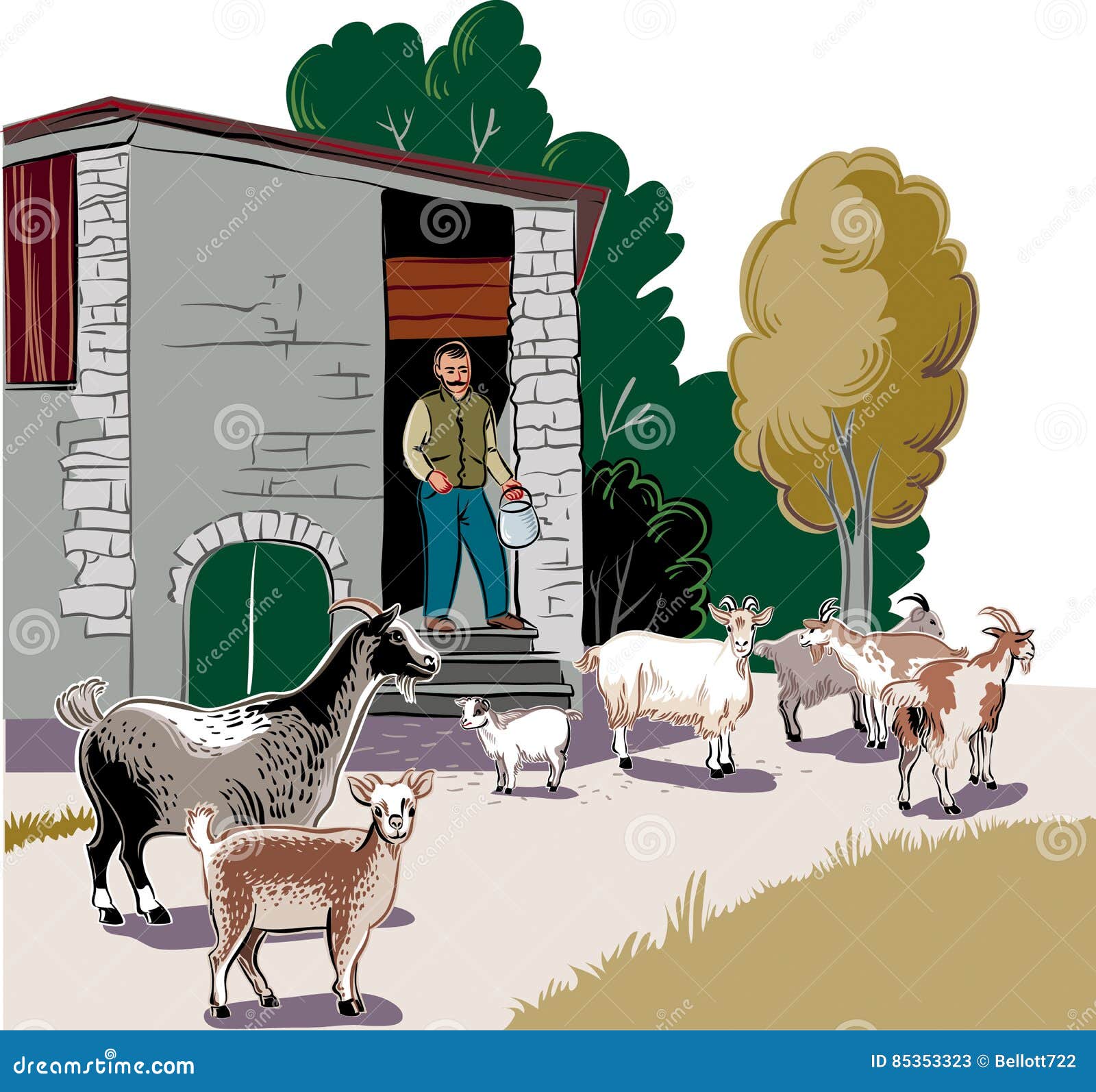 Shepherd Holding A Lamb. Vector Drawing | CartoonDealer.com #94704374