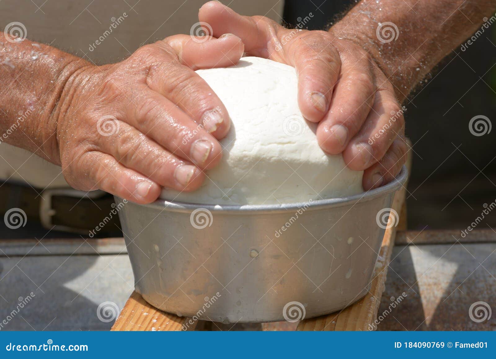 Shepherd`s Hands Defining the Shape of the Cheese Stock Image - Image ...