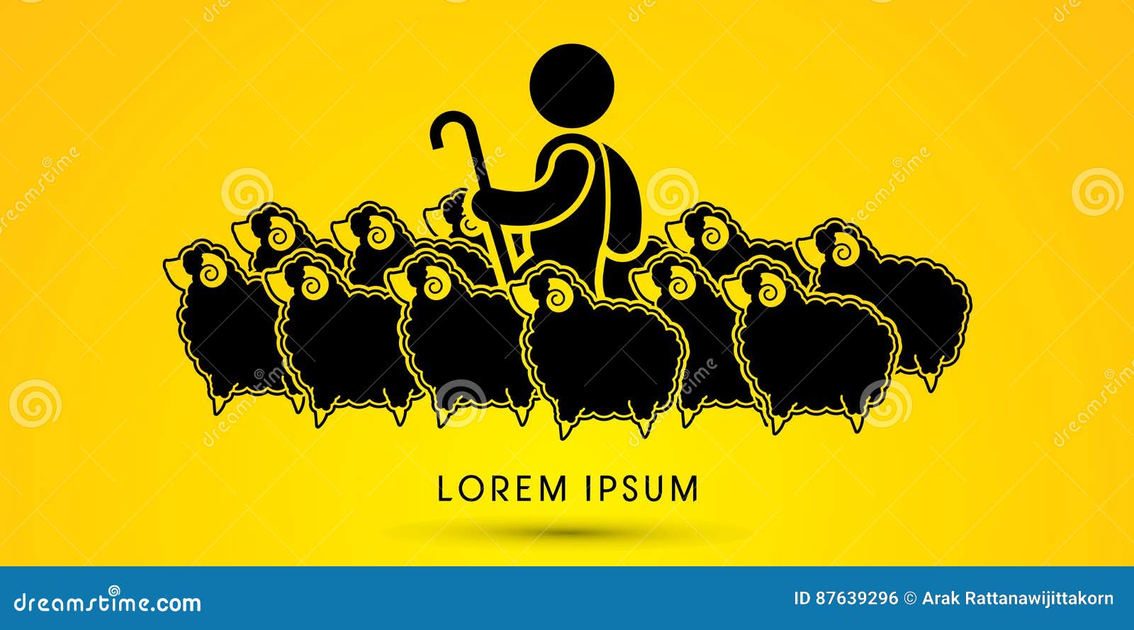 Shepherd and sheep graphic stock vector. Illustration of graffiti ...