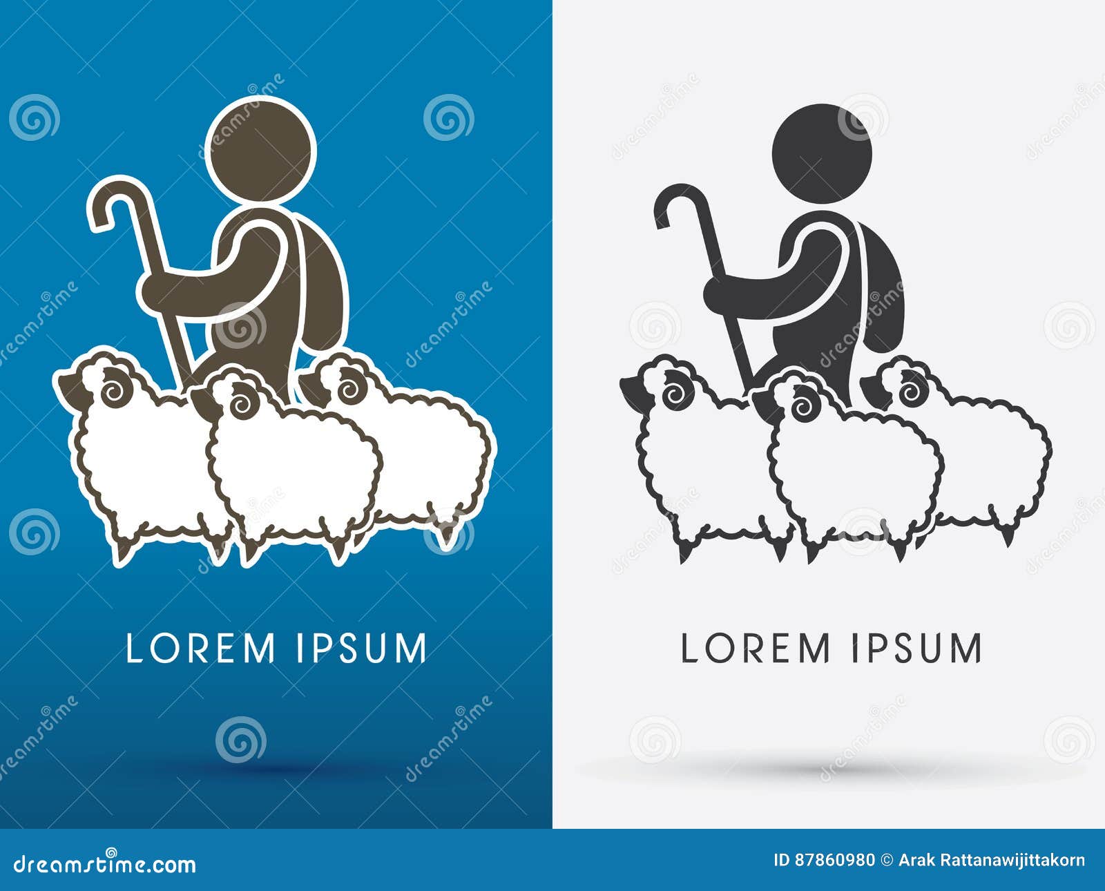 Shepherd and sheep stock vector. Illustration of creative - 87860980