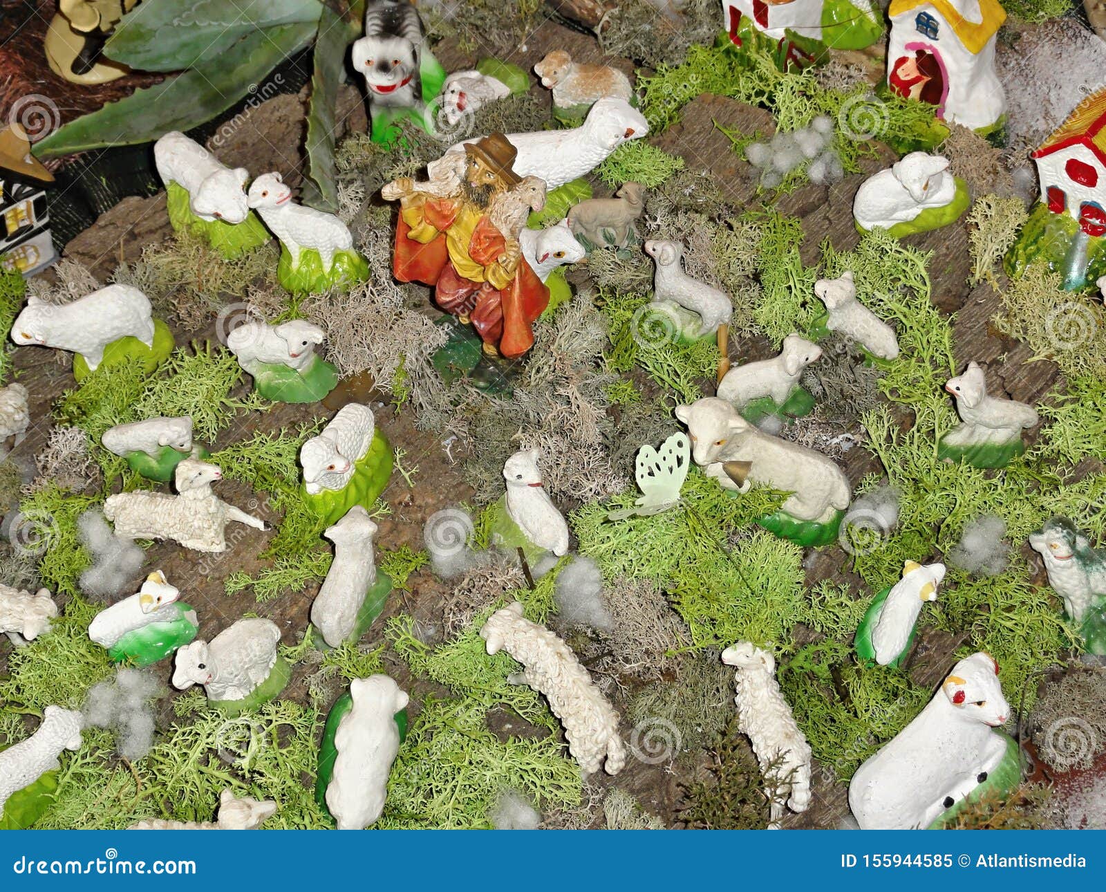 Shepherd with Sheep - Nativity Scene Stock Image - Image of shepherd ...