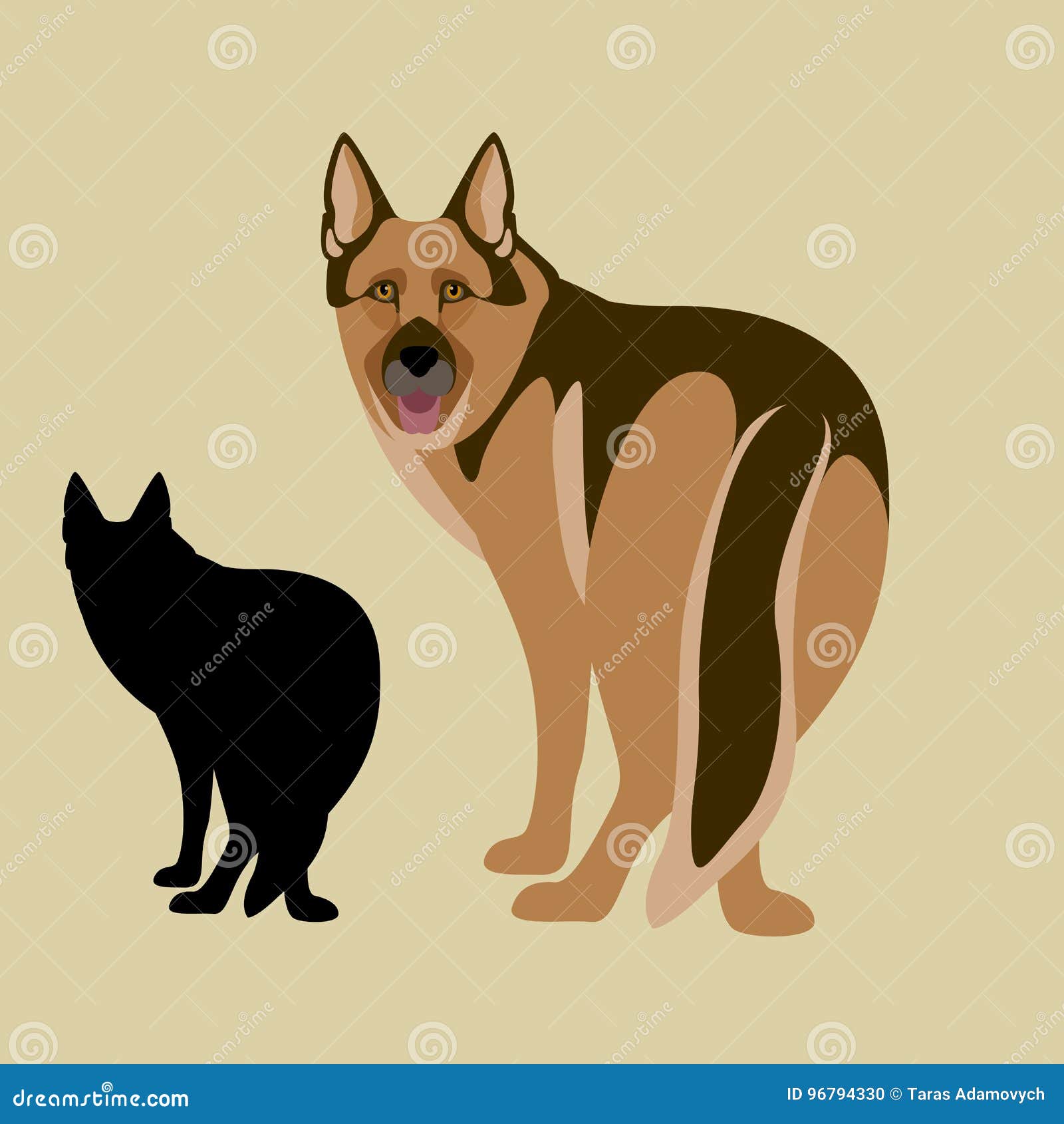 Shepherd Vector Illustration Style Flat Black Silhouette Stock Vector ...