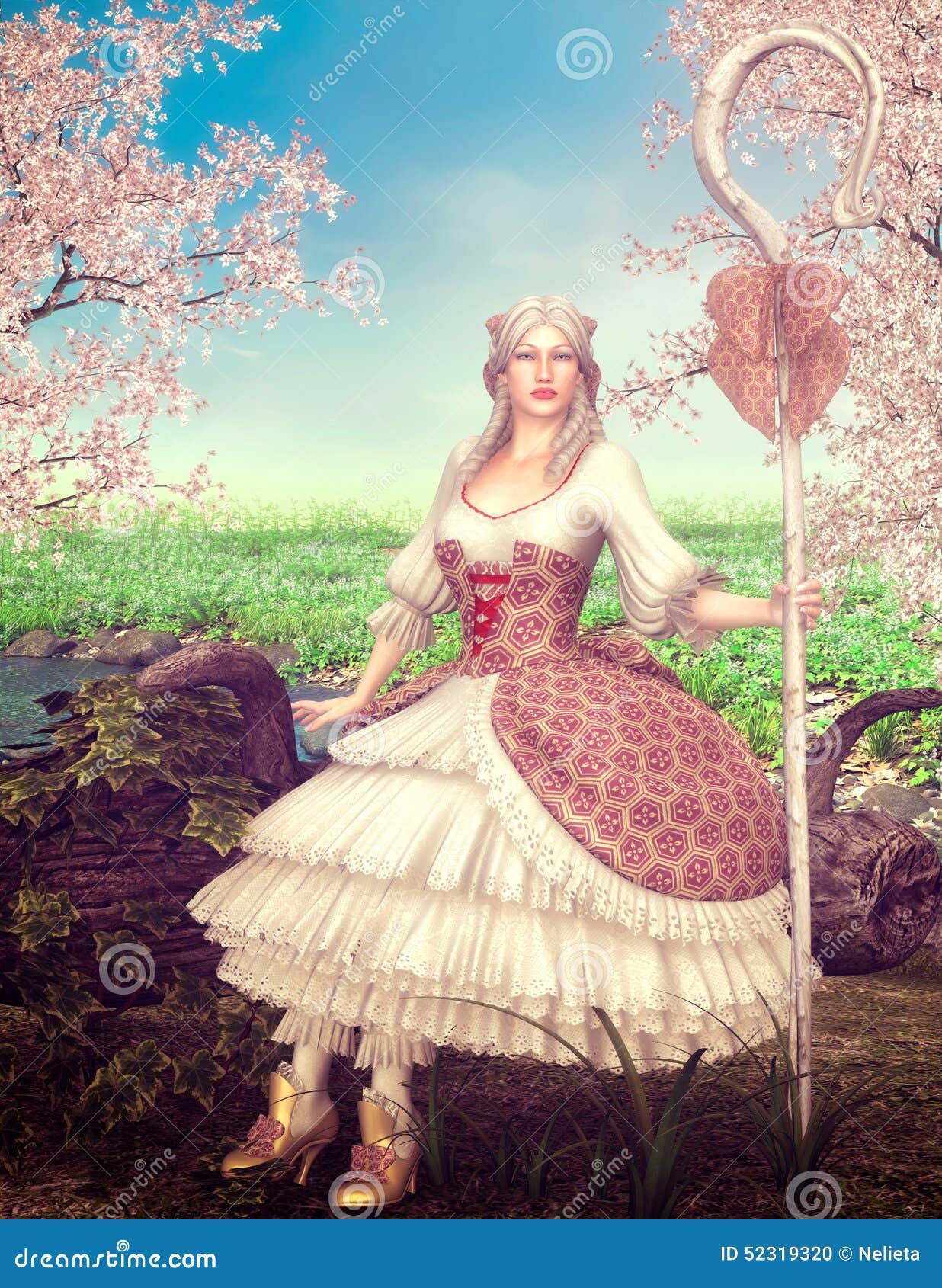 Shepherdess Cartoon Vector | CartoonDealer.com #24624701