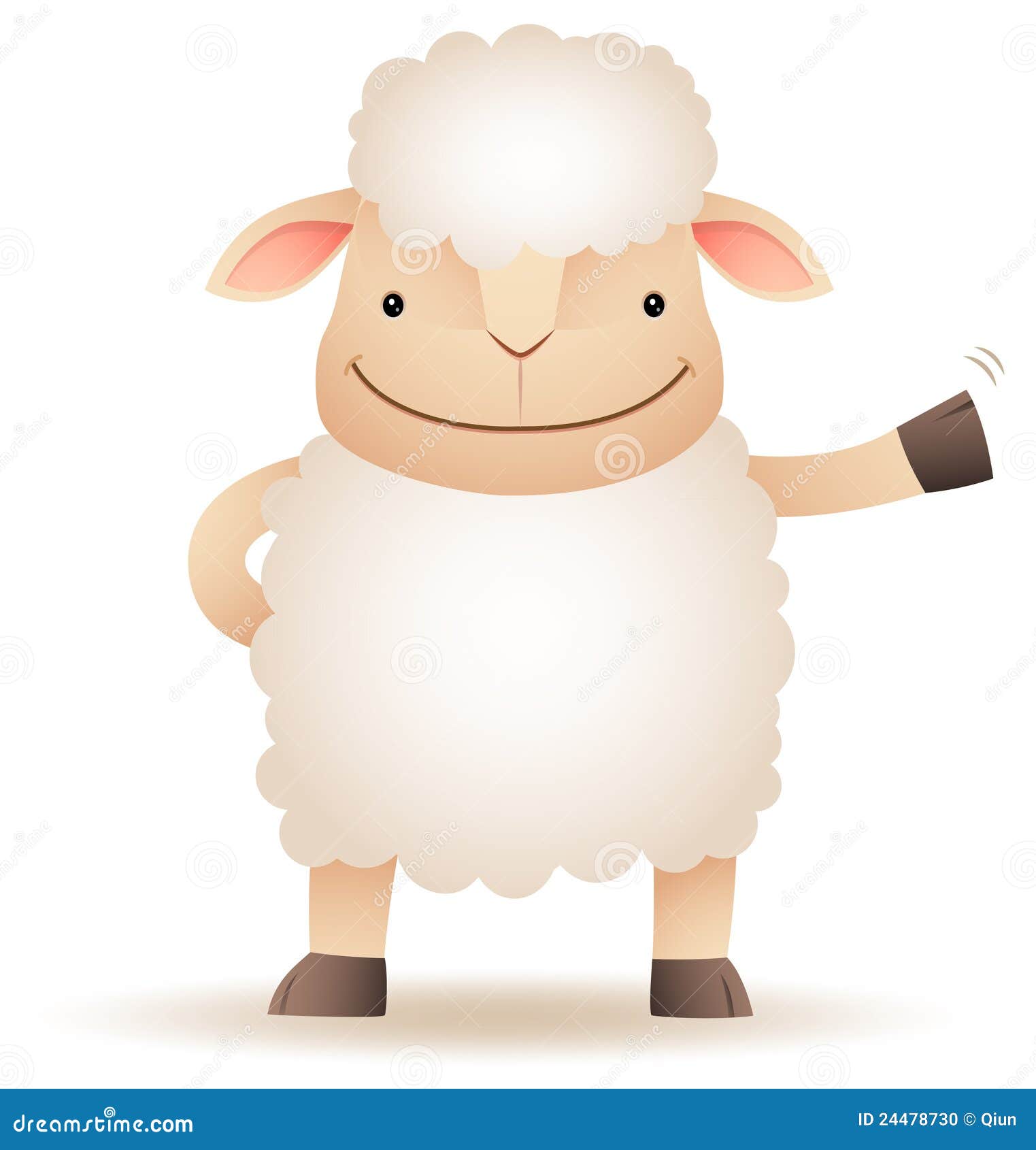 Shepy the Sheep Smile and Waving Stock Vector - Illustration of smile ...