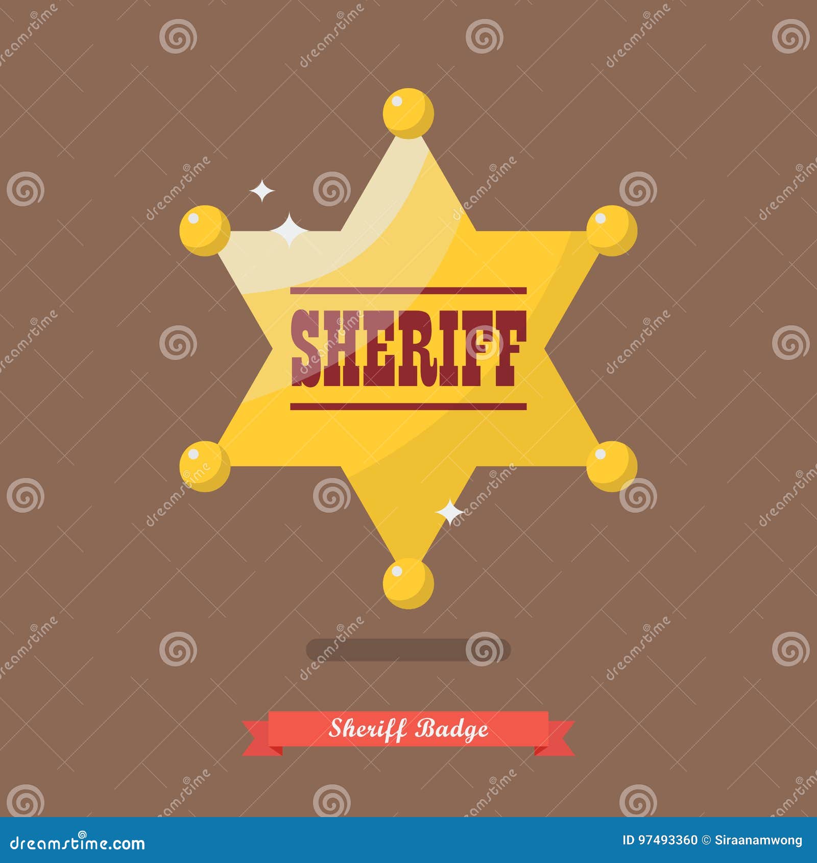 Sheriff Badge in Flat Style Stock Vector - Illustration of crime, metal ...