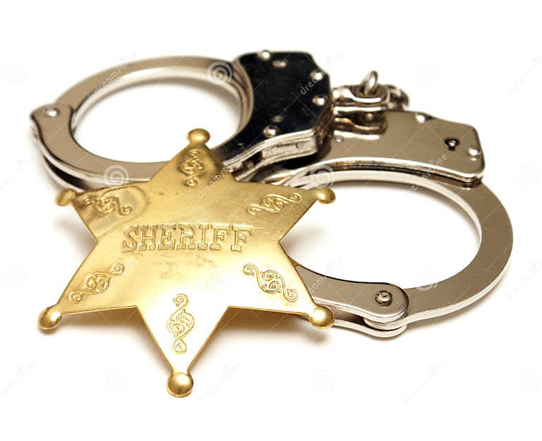 Sheriff Badge and Handcuffs Stock Photo - Image of equipment, crime ...