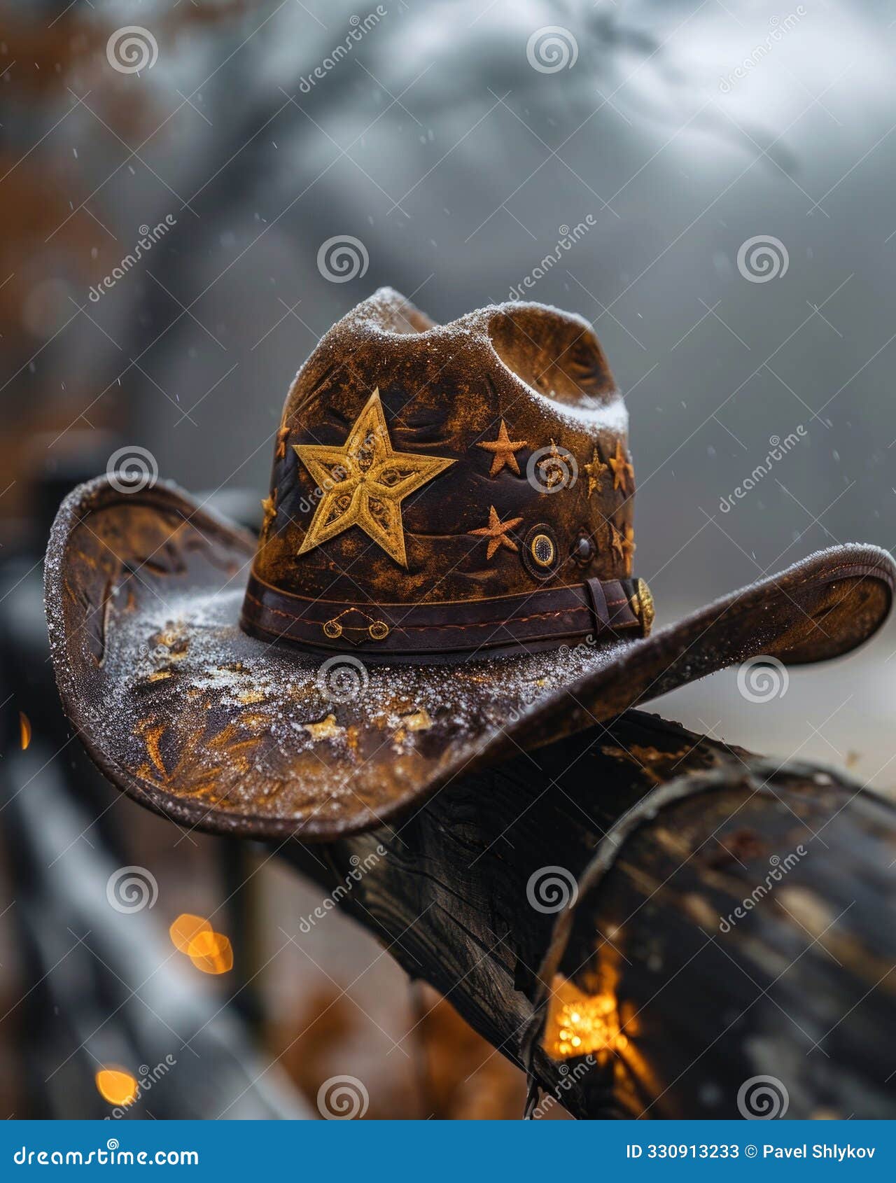 Sheriff Cowboy Hat Fence, Rural Scene Stock Image - Image of country ...
