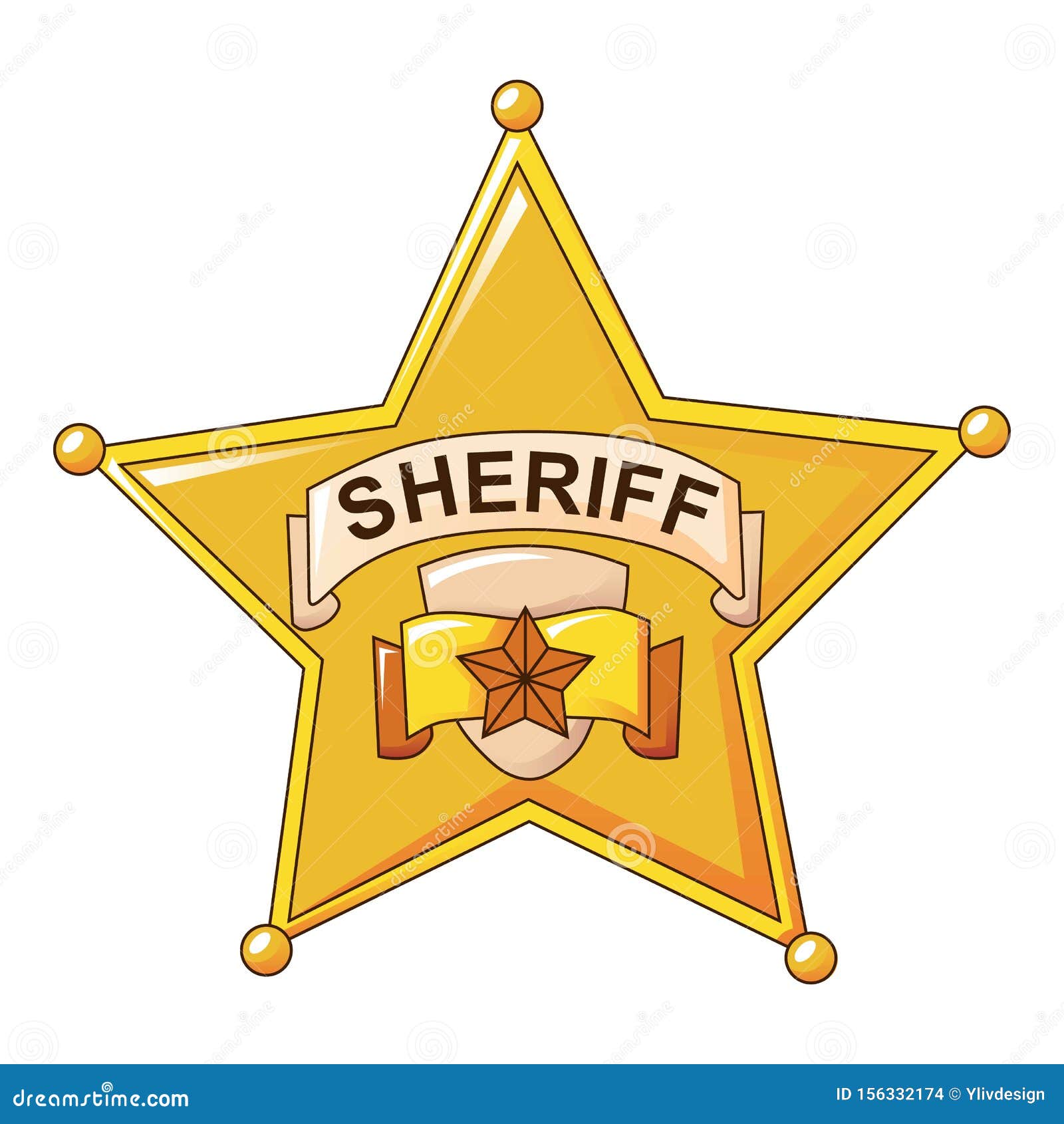 Sheriff Gold Star Icon, Cartoon Style Stock Vector - Illustration of ...