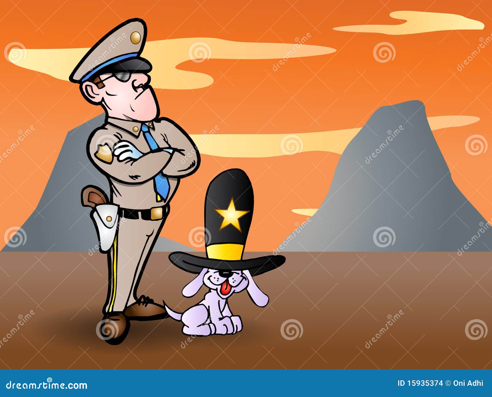 Sheriff and his loyal dog stock illustration. Illustration of police ...