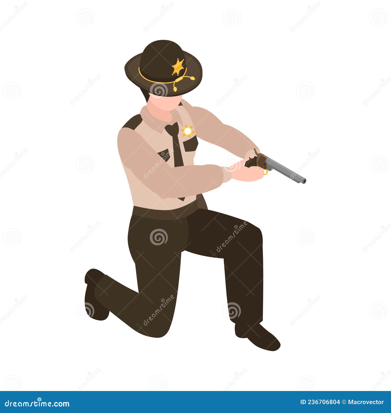 Sheriff Pointing Gun Composition Stock Vector - Illustration of ...