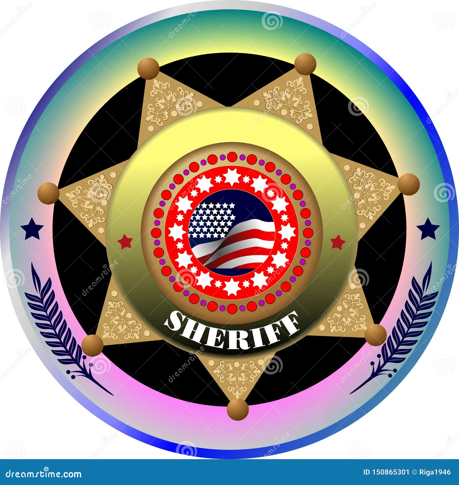 Sheriff`s badge stock vector. Illustration of symbol - 150865301