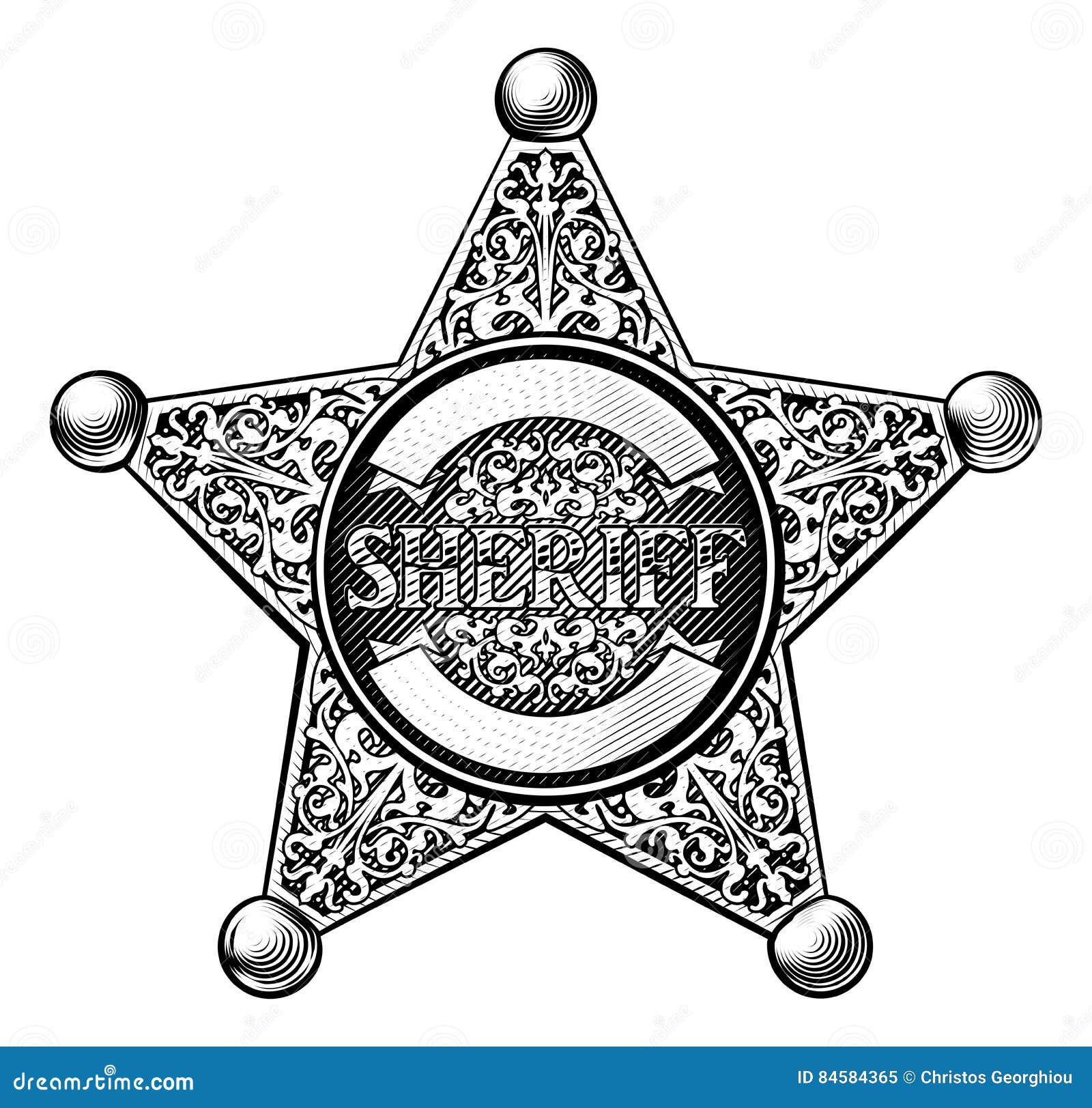 Sheriff Star Badge stock vector. Illustration of logo - 84584365