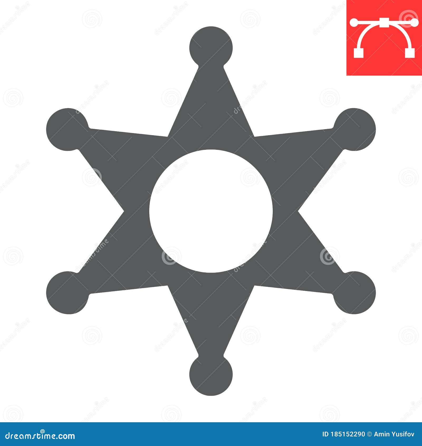 Sheriff Star Glyph Icon, USA and Justice, Police Star Sign Vector ...