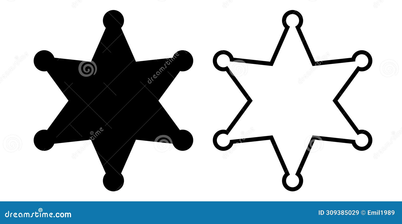 Sheriff Star Icon Set Basic Simple Design. Stock Illustration ...