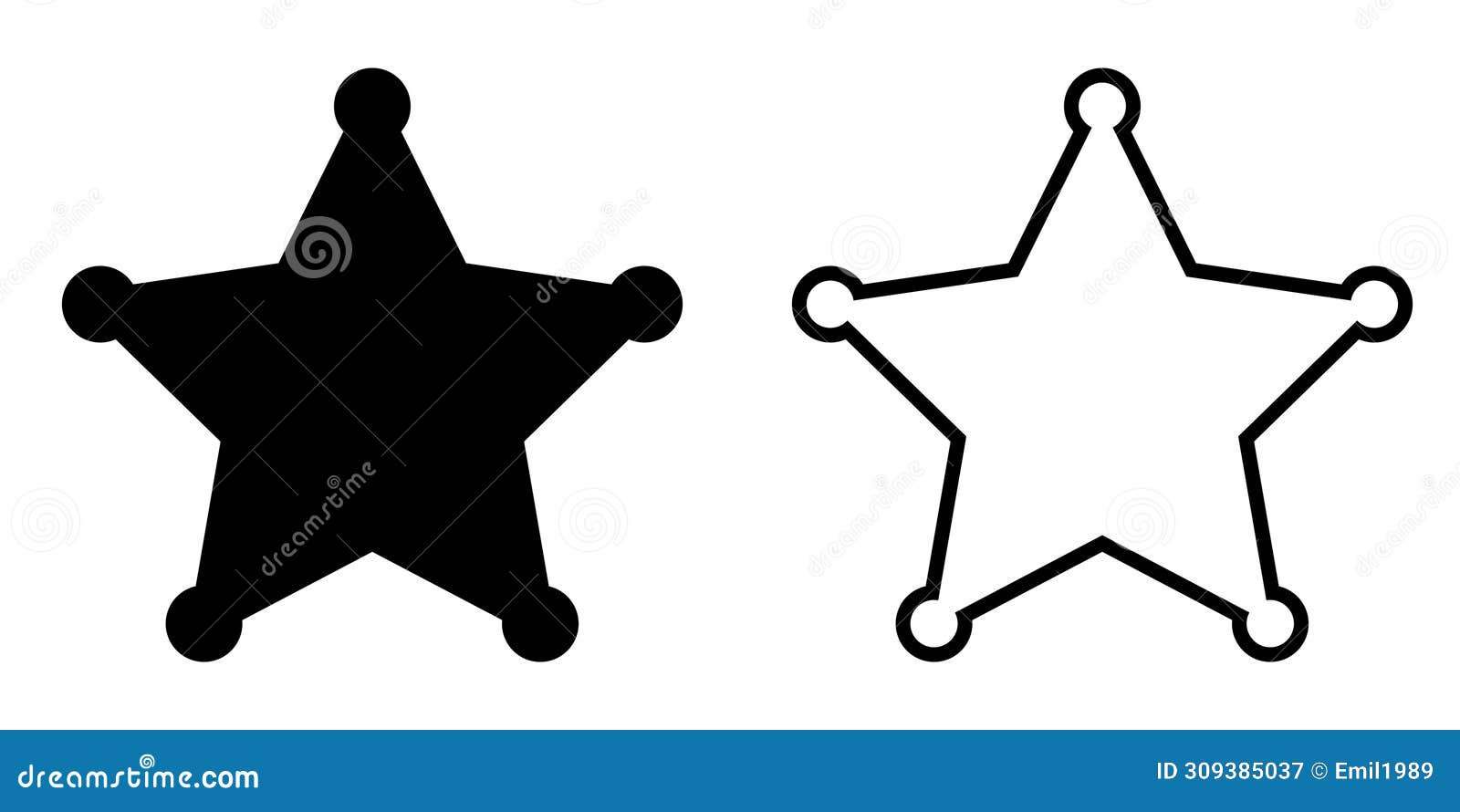Sheriff Star Icon Set Basic Simple Design. Stock Illustration ...