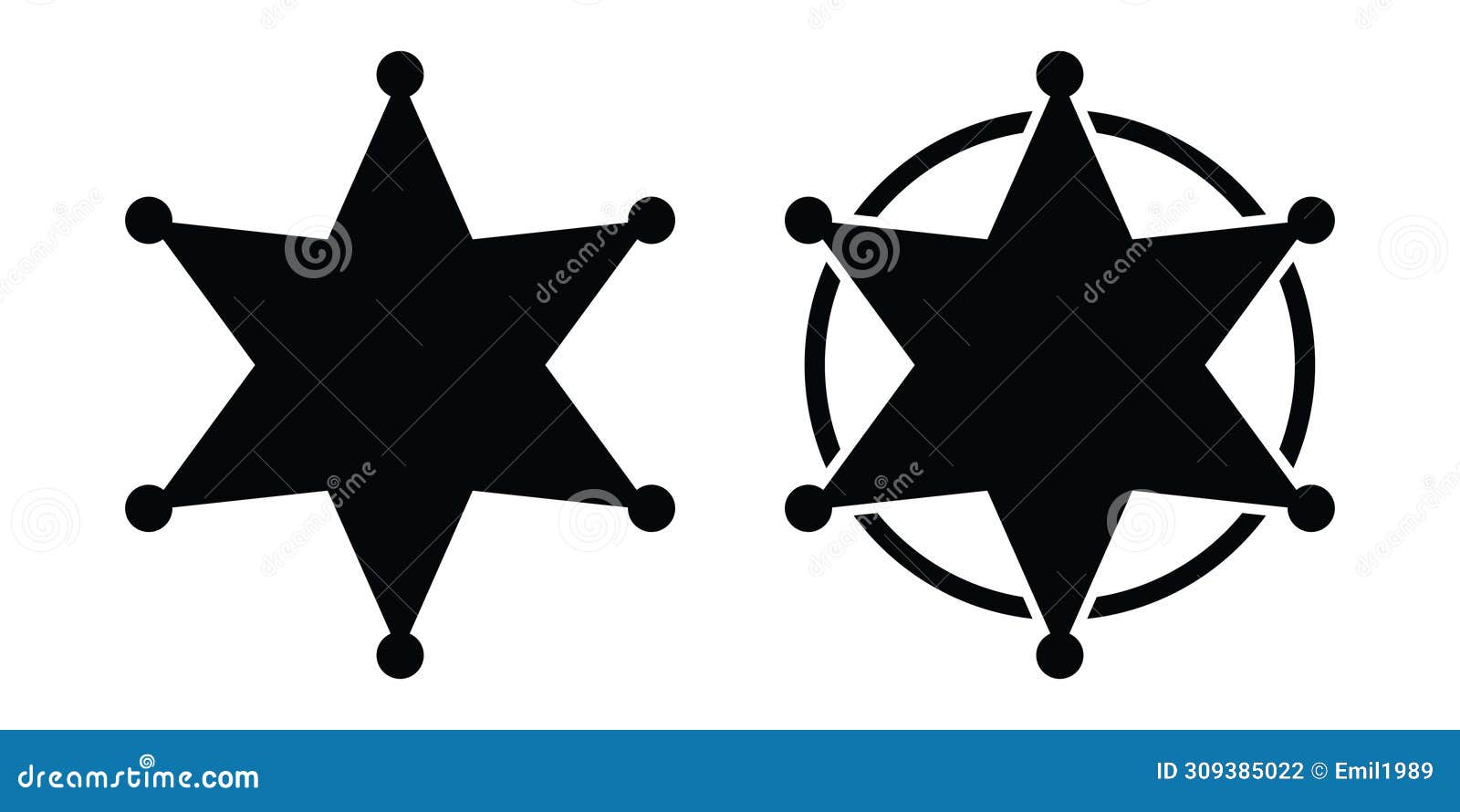 Sheriff Star Icon Set Basic Simple Design. Stock Illustration ...
