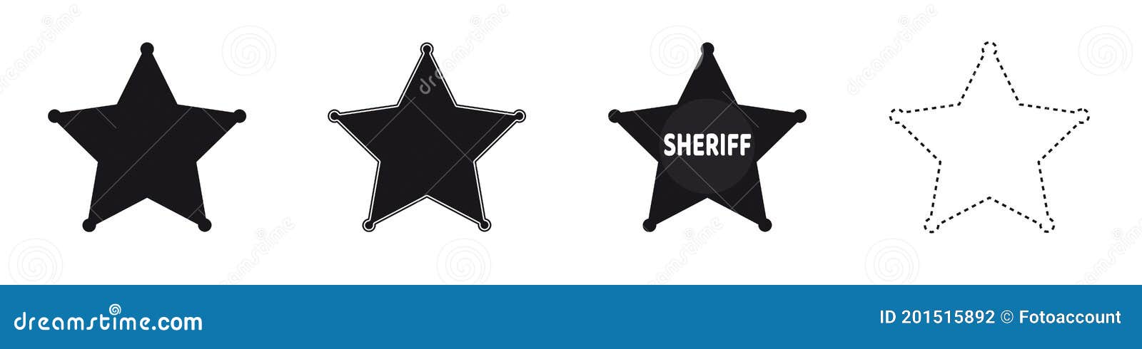 Sheriff Star Symbols - Different Vector Illustrations - Isolated On ...