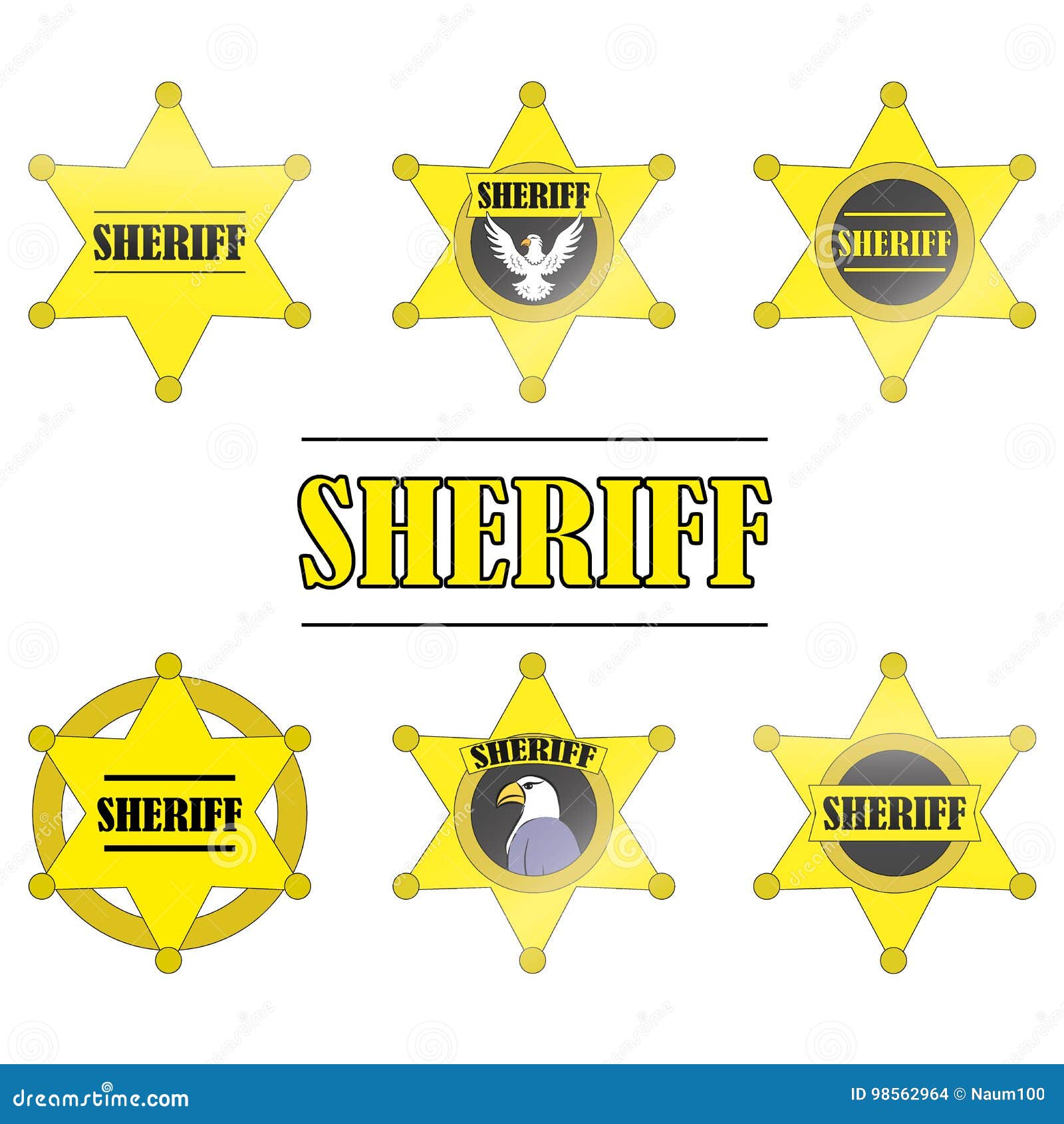 Sheriff Stars And Shield Badges Set, Western Ranger Sheriff Signs ...