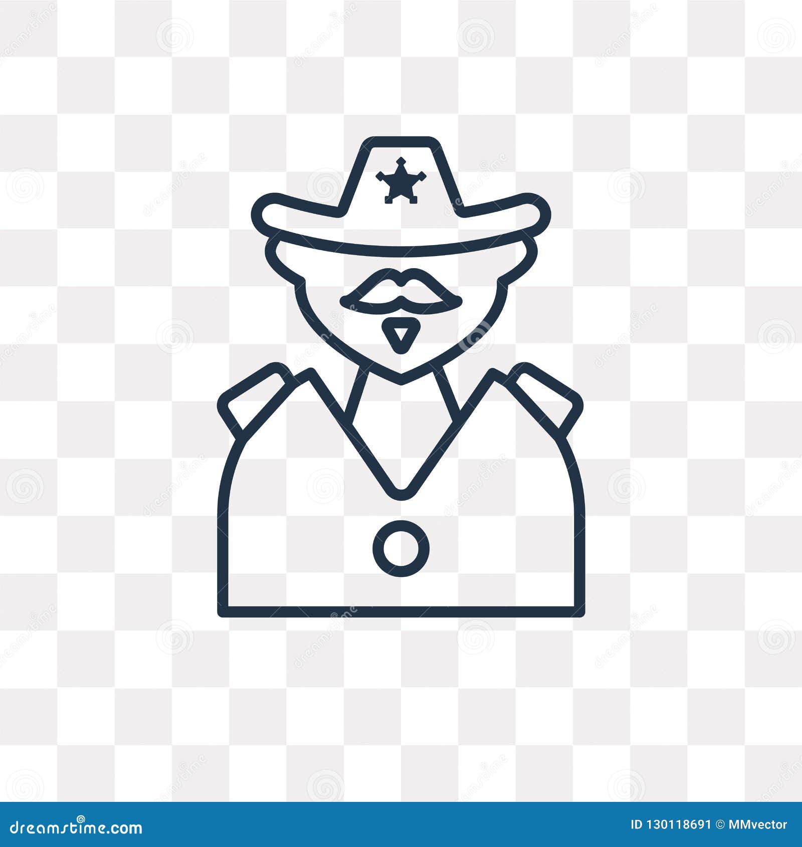 Sheriff Vector Icon Isolated On Transparent Background, Linear S ...