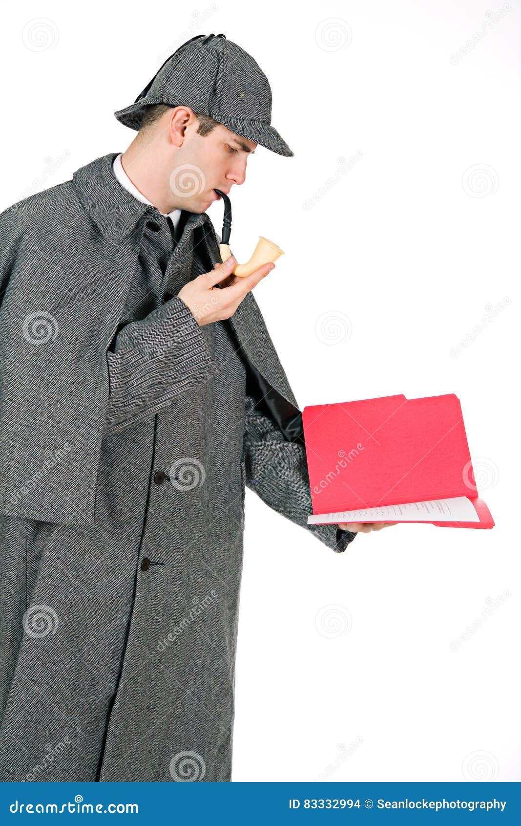 Sherlock: Detective Reading through Secret Documents Stock Photo ...