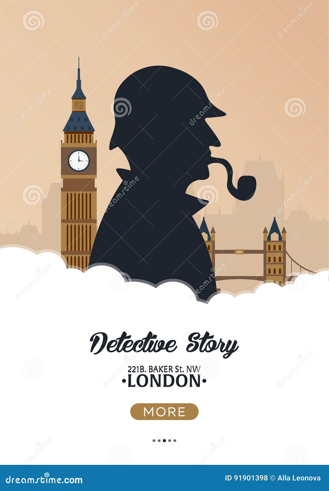 Sherlock Holmes Poster. Detective Illustration. Illustration with ... Sherlock Holmes Poster. Detective Illustration. Illustration with ...