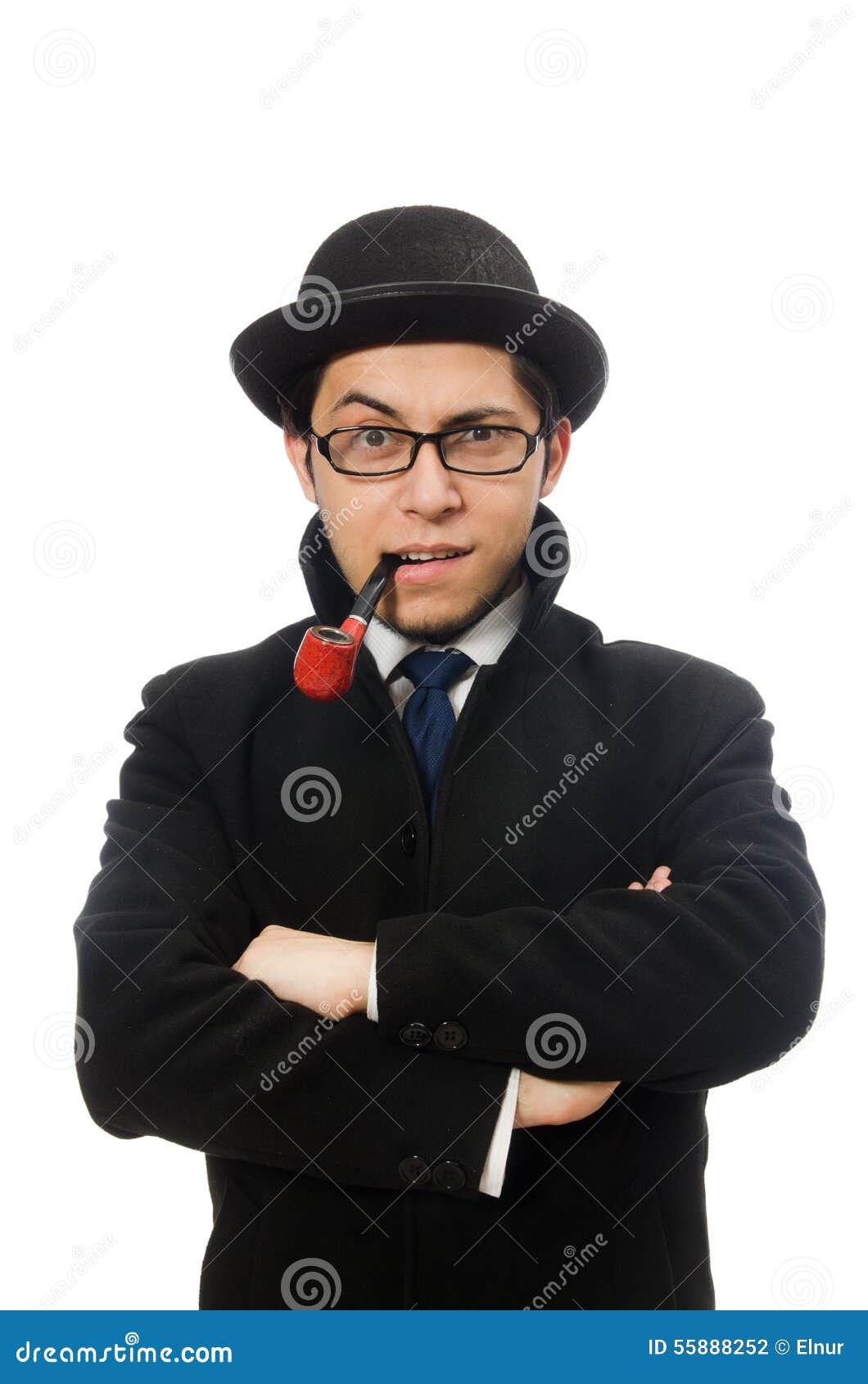 Sherlock Holmes with Smoking Pipe Isolated on Stock Photo - Image of ...