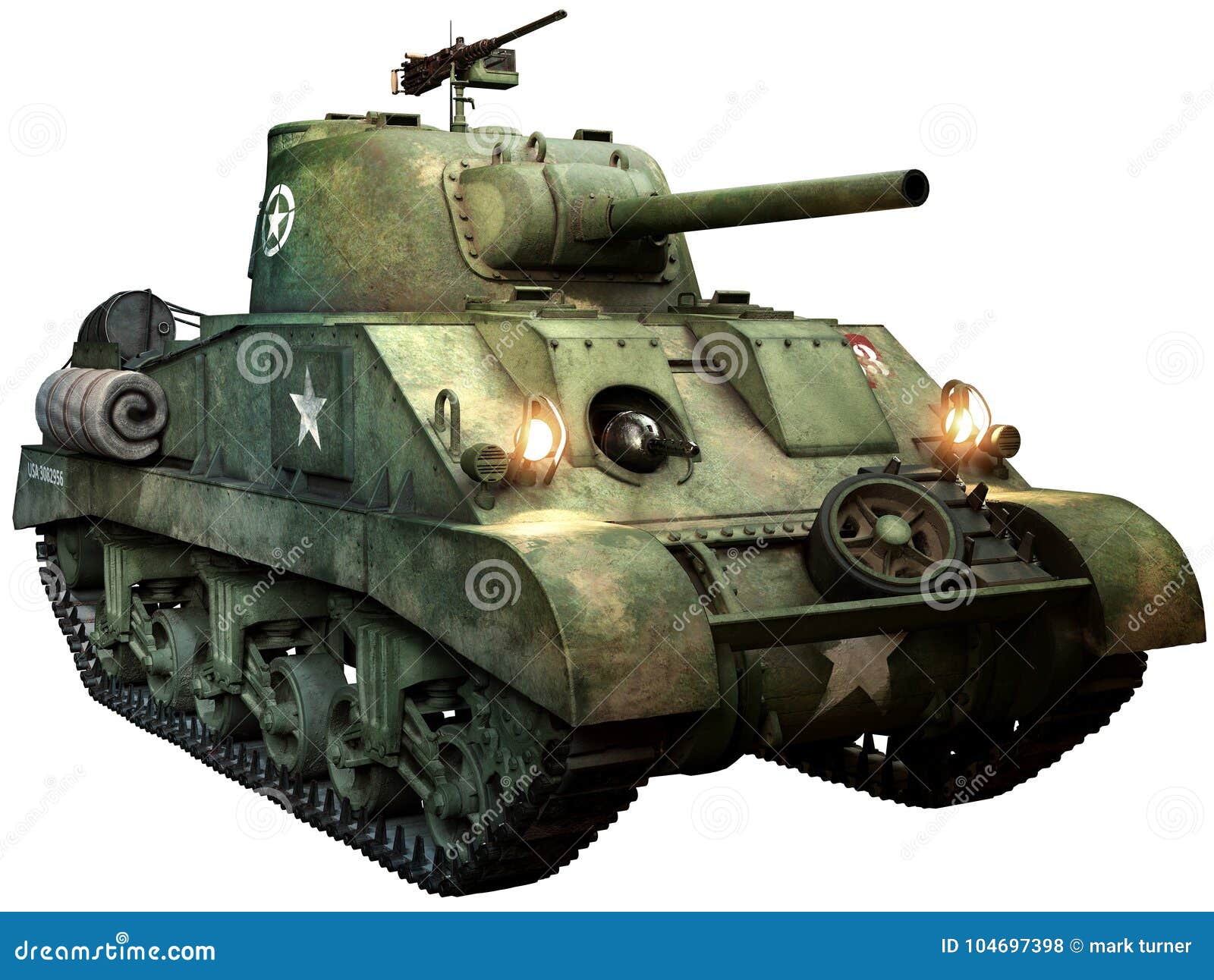 M4 Sherman Tank. Black Fill. Cartoon Vector | CartoonDealer.com #123407979