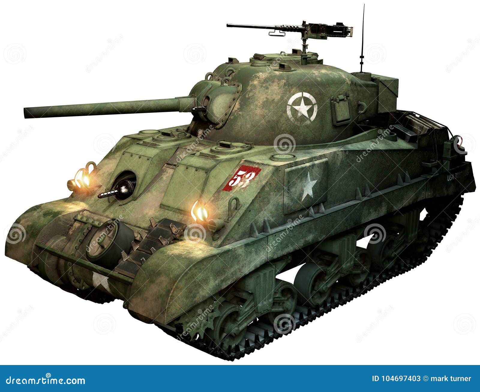 M4 Sherman Tank. Black Fill. Cartoon Vector | CartoonDealer.com #123407979