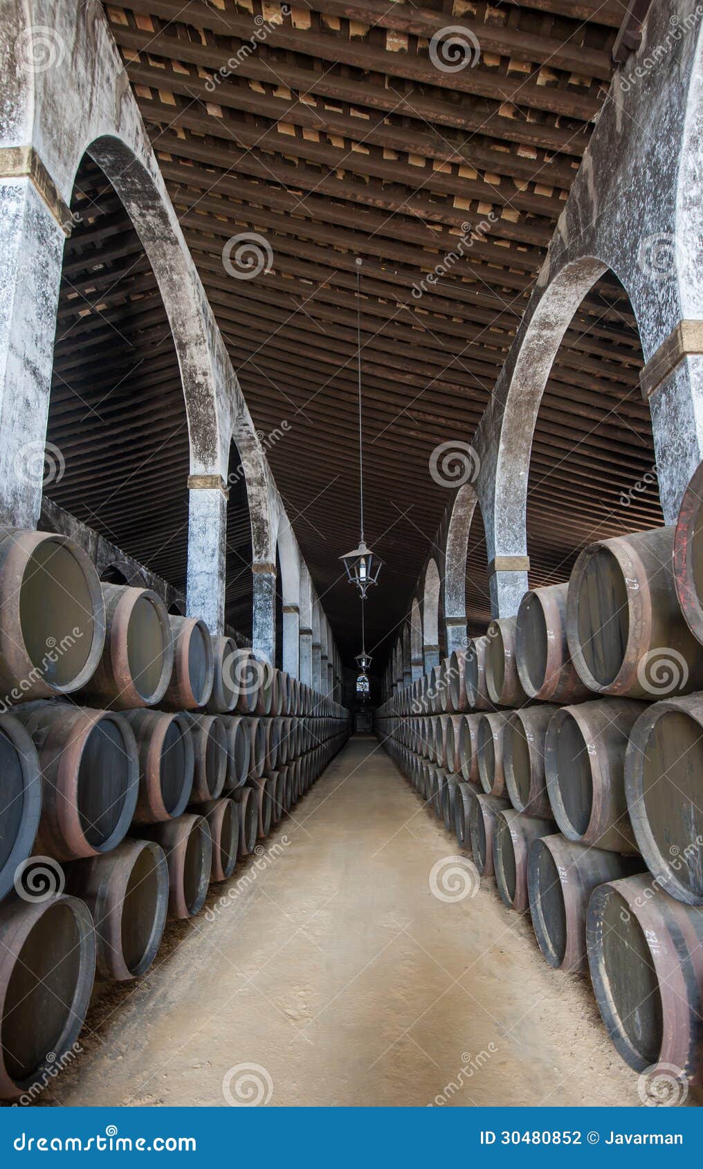 Sherry Barrels in Jerez Bodega, Spain Stock Photo - Image of antique ...