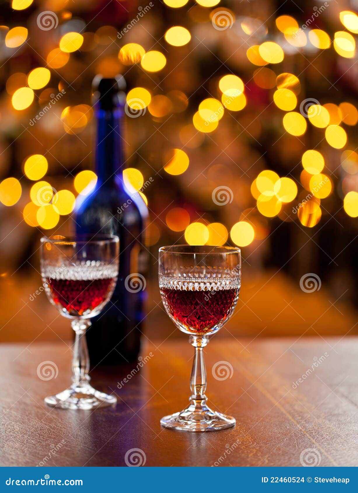 Sherry Glasses in Front of Xmas Tree Stock Photo - Image of decor ...