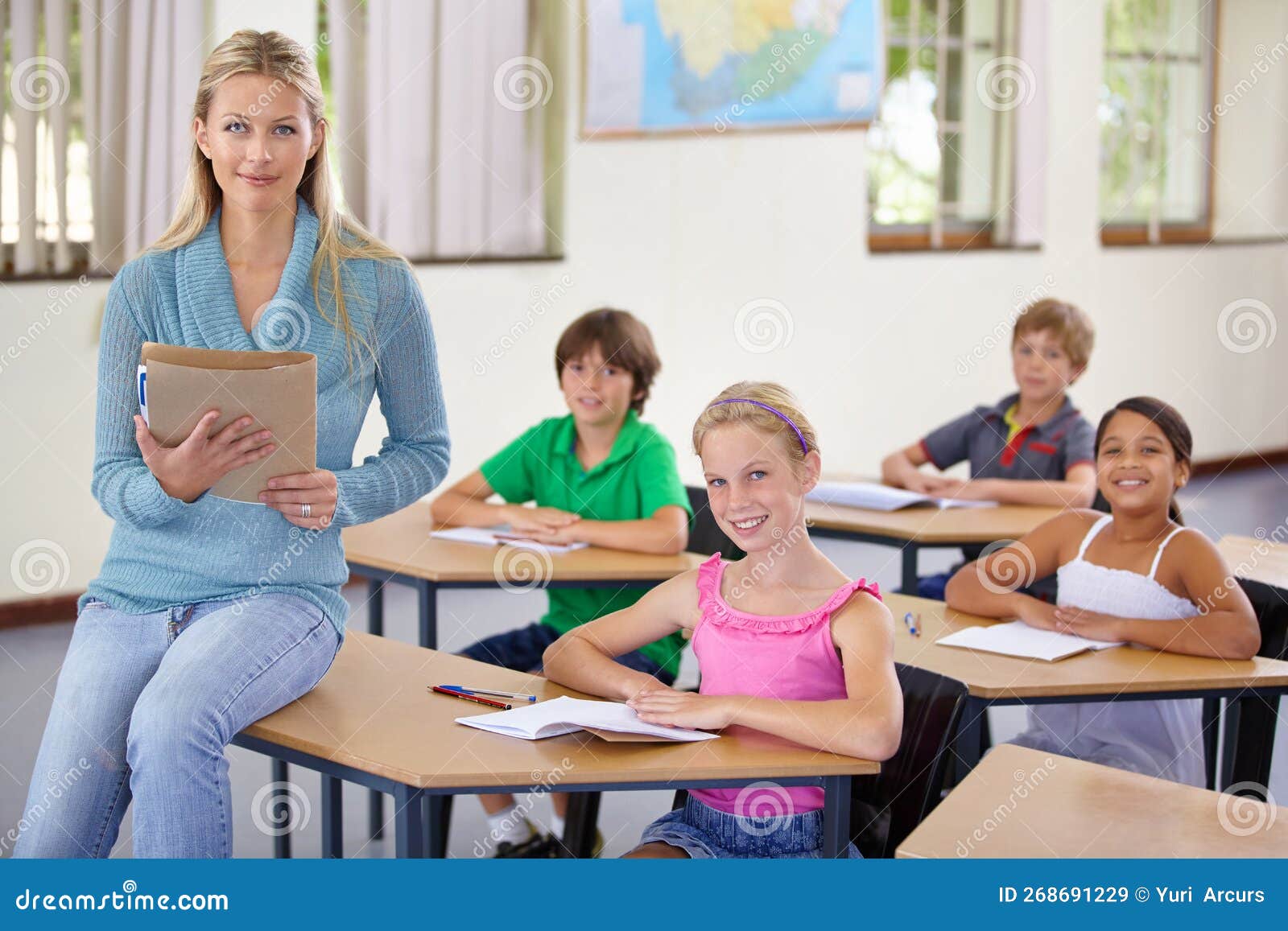 Shes a Dedicated Educator. a Teacher in Her Classroom Teaching Her ...