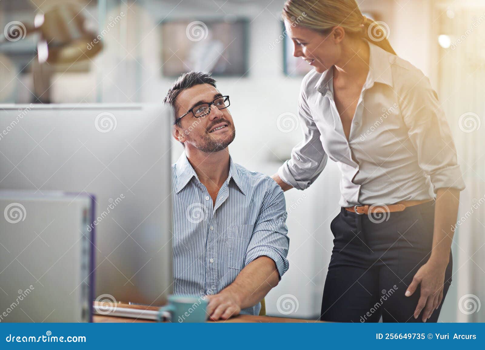 Shes a Helpful Businesswoman. Two Colleagues Working Together on a ...