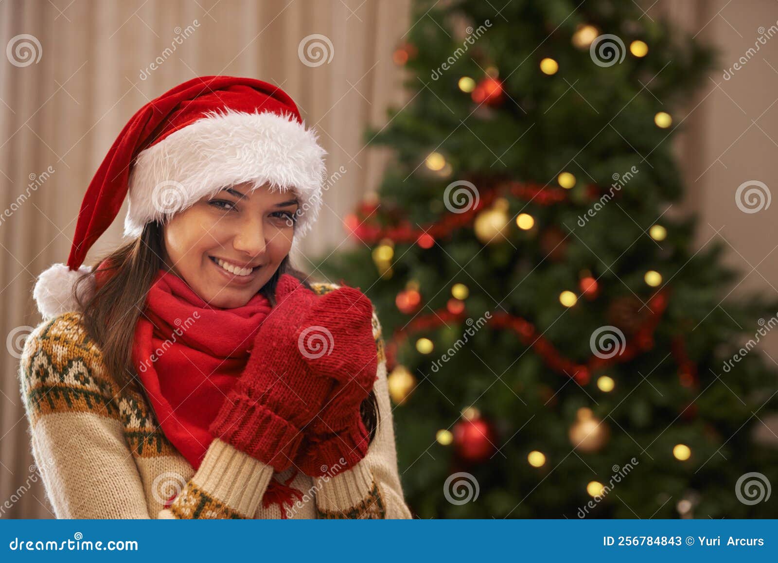 Shes In The Mood For Christmas Portrait Of An Attractive Young Woman