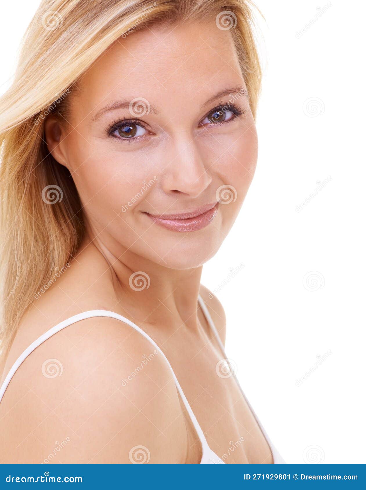 Shes so Radiant. a Pretty Blonde Smiling Slightly at the Camera. Stock ...