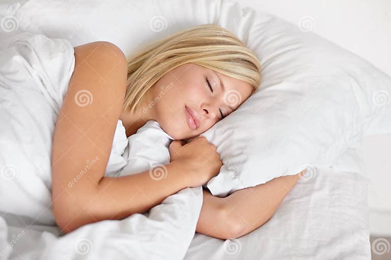 Shes Sound Asleep A Beautiful Young Woman Sleeping In Her Bed Stock