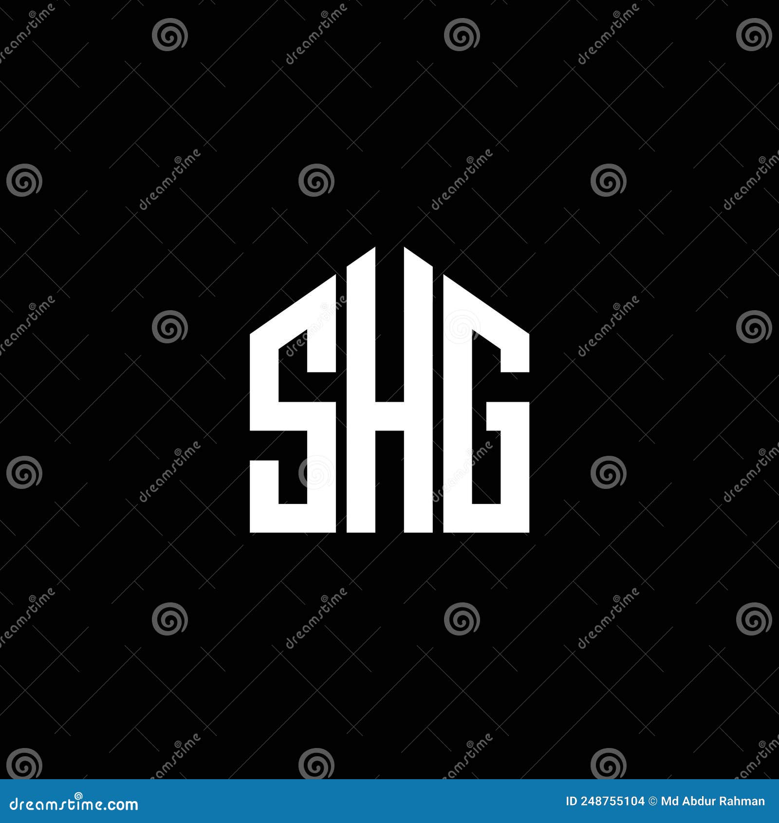 SHG Letter Logo Design on BLACK Background. SHG Creative Initials ...