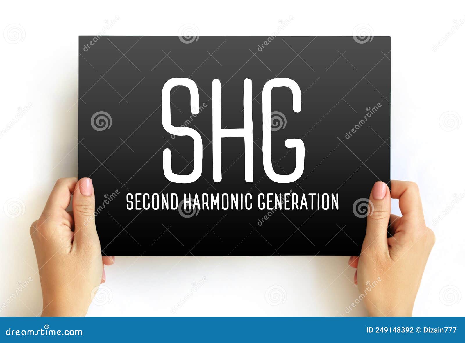 SHG - Second Harmonic Generation Acronym Text on Card, Abbreviation ...